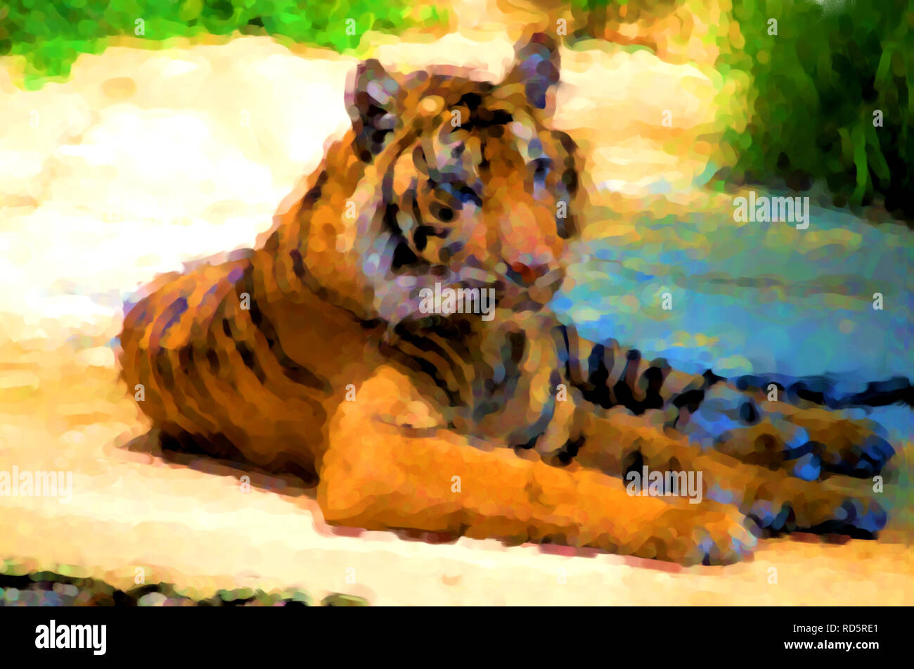 Illustration reclining tiger animal nature hi-res stock photography and ...
