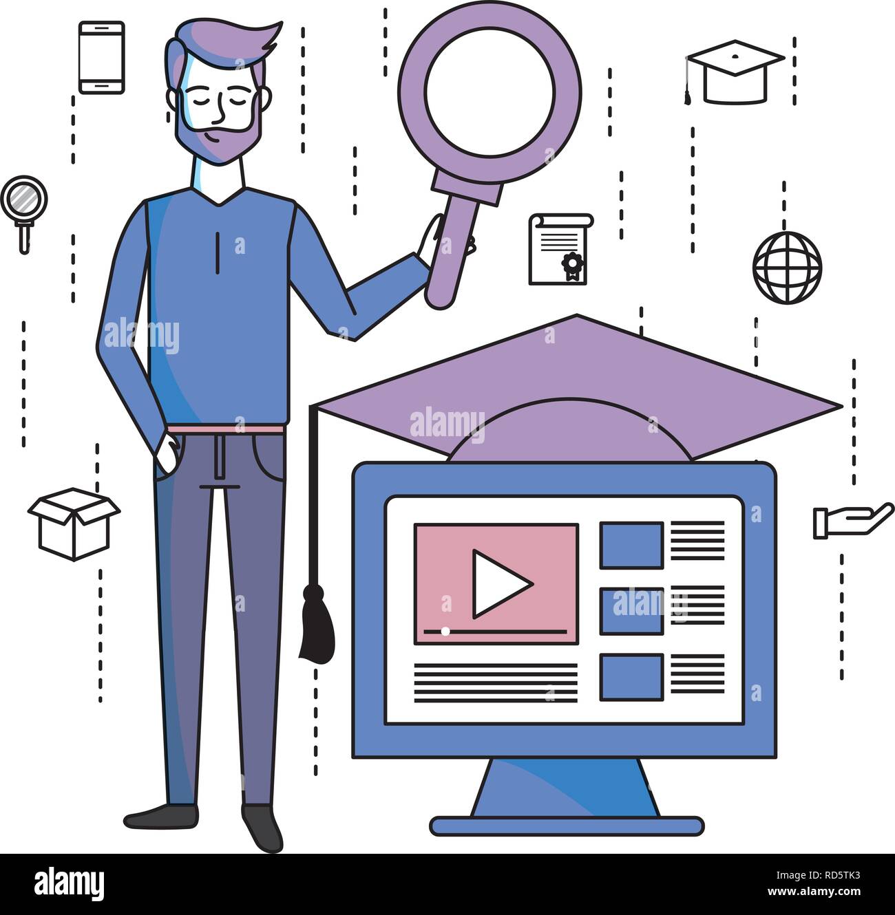 man with computer Stock Vector Image & Art - Alamy