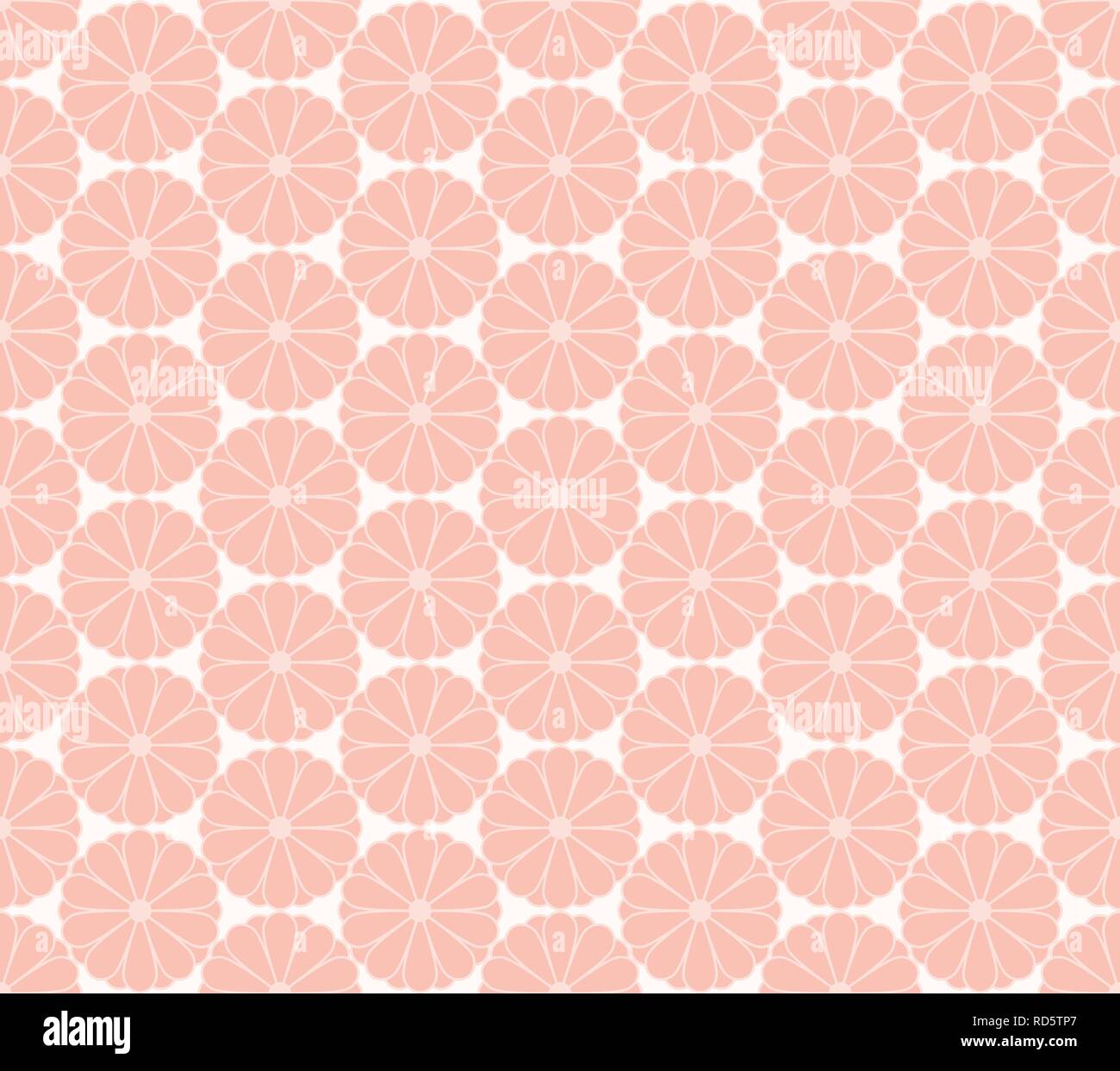 Japanese Kiku Chrysanthemum floral vector seamless pattern. Vector ...