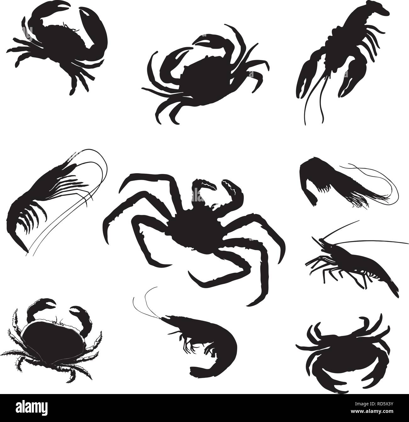 Black white sea crab Stock Vector Images - Alamy