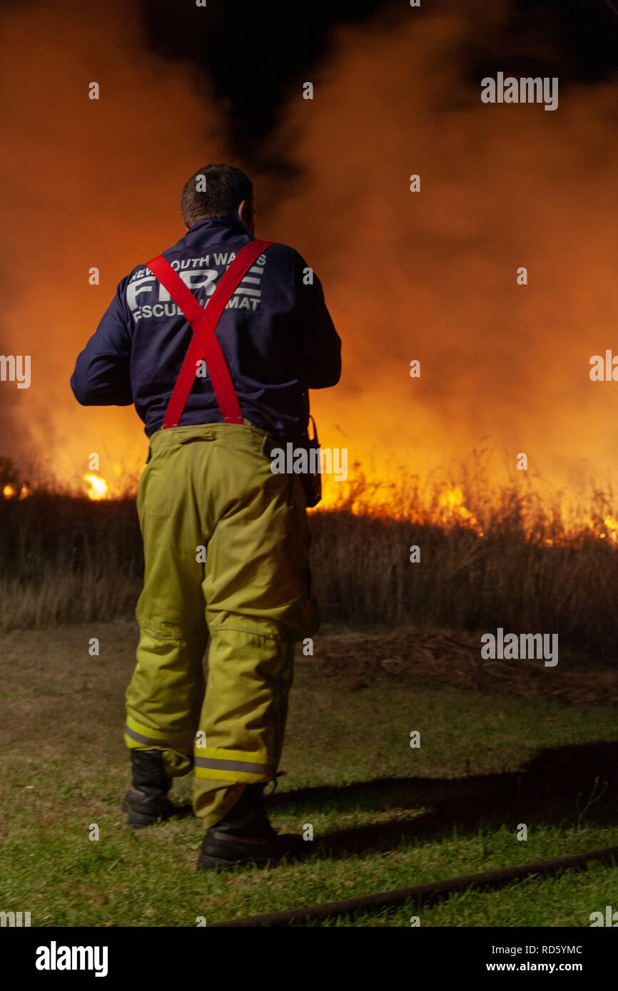 Teralba, NSW/Australia - October 24, 2012: Close up of fireman ...