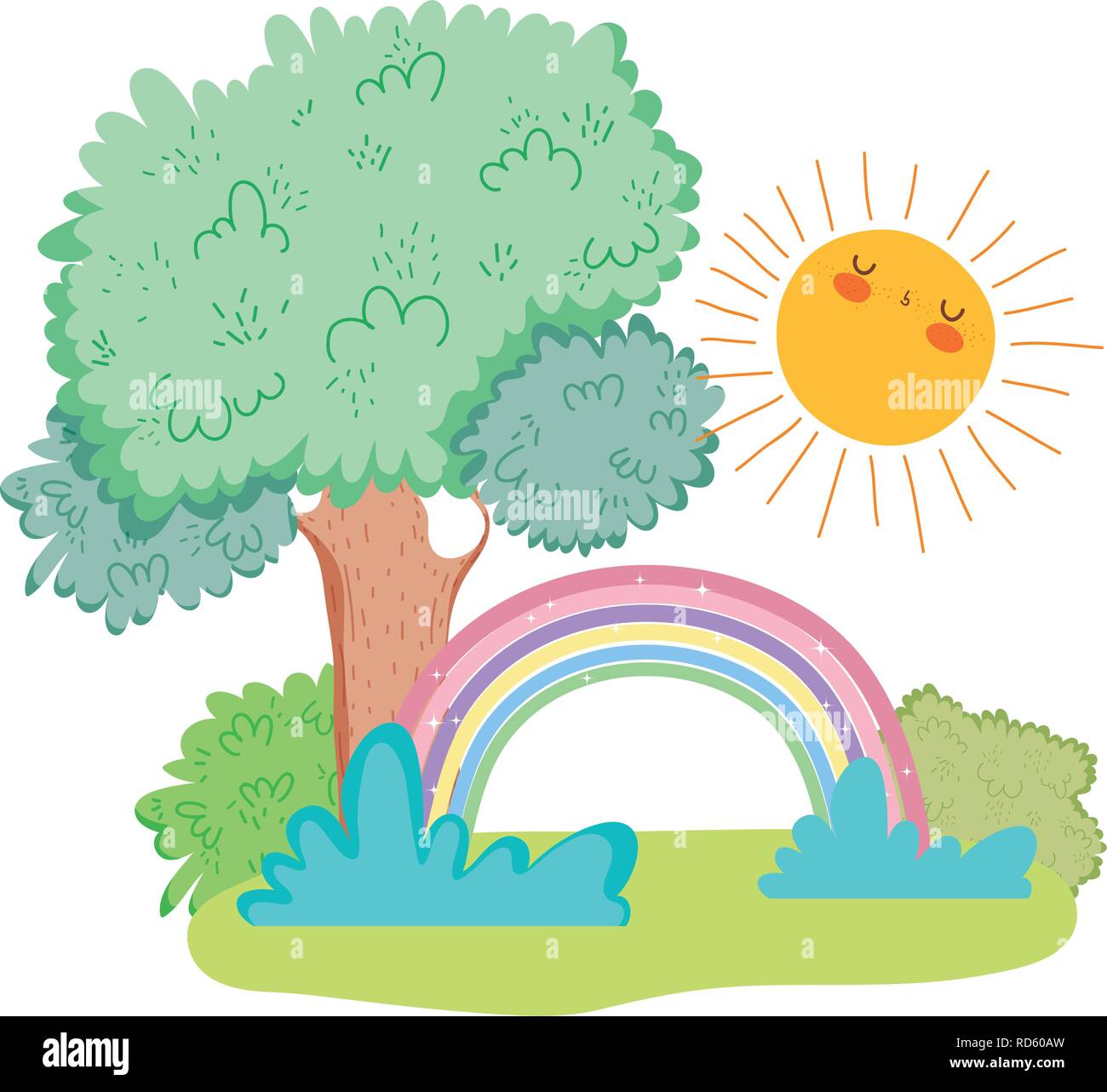 Summer landscape rainbow in Stock Vector Images - Alamy