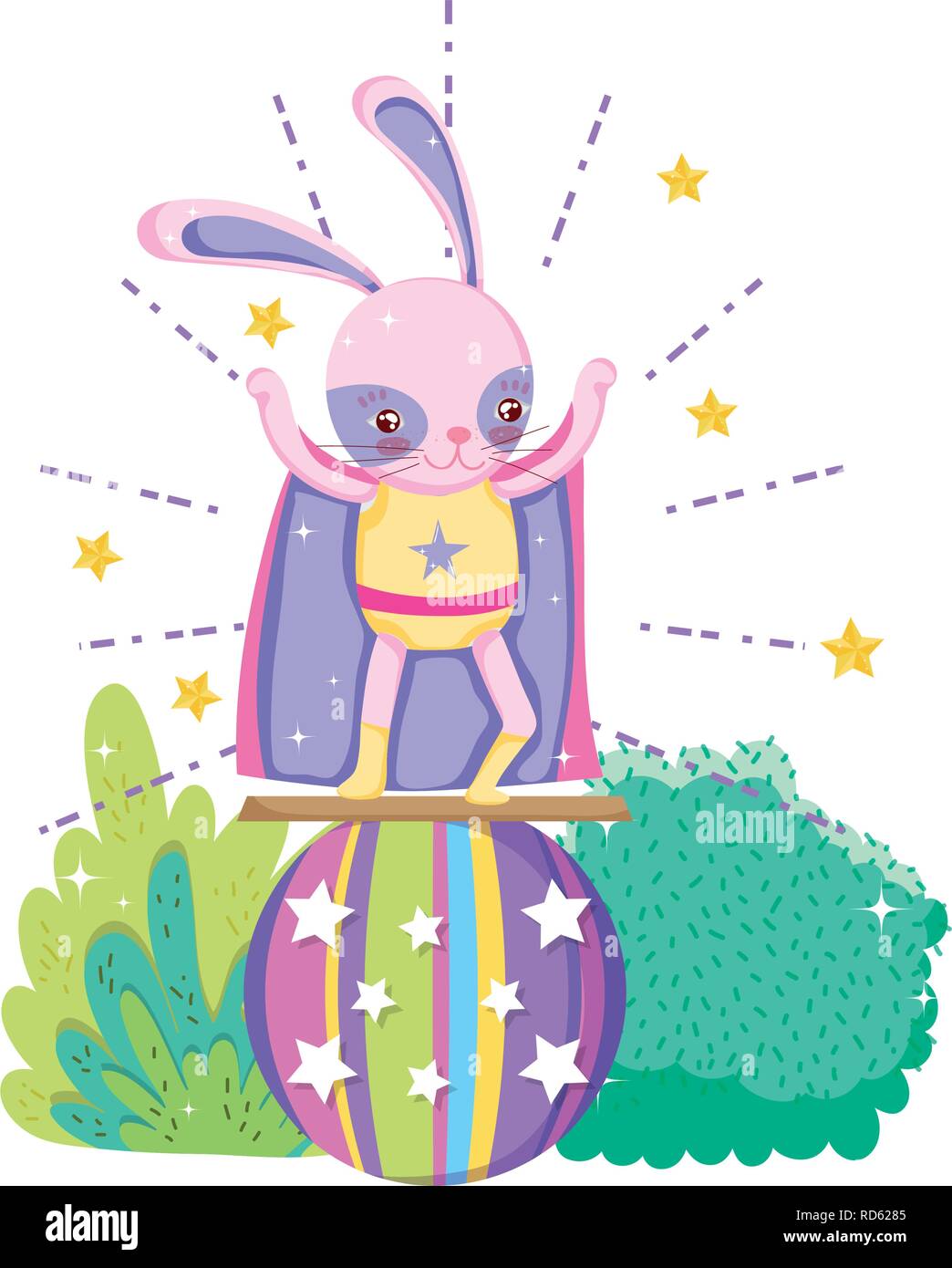 cute circus rabbit with layer in balloon Stock Vector Image & Art - Alamy