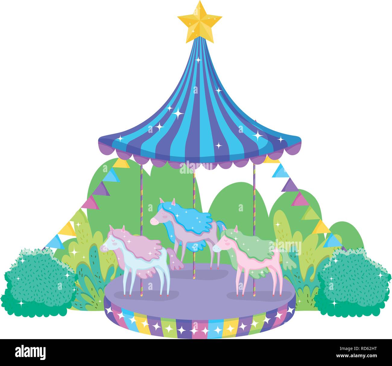 circus carousel scene in the landscape Stock Vector Image & Art - Alamy