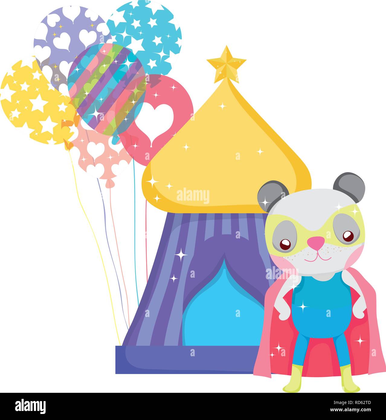 cute circus cat with layer and balloons helium Stock Vector Image & Art ...