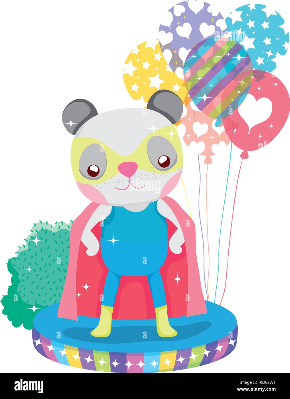 cute circus cat with layer and balloons helium Stock Vector Image & Art ...