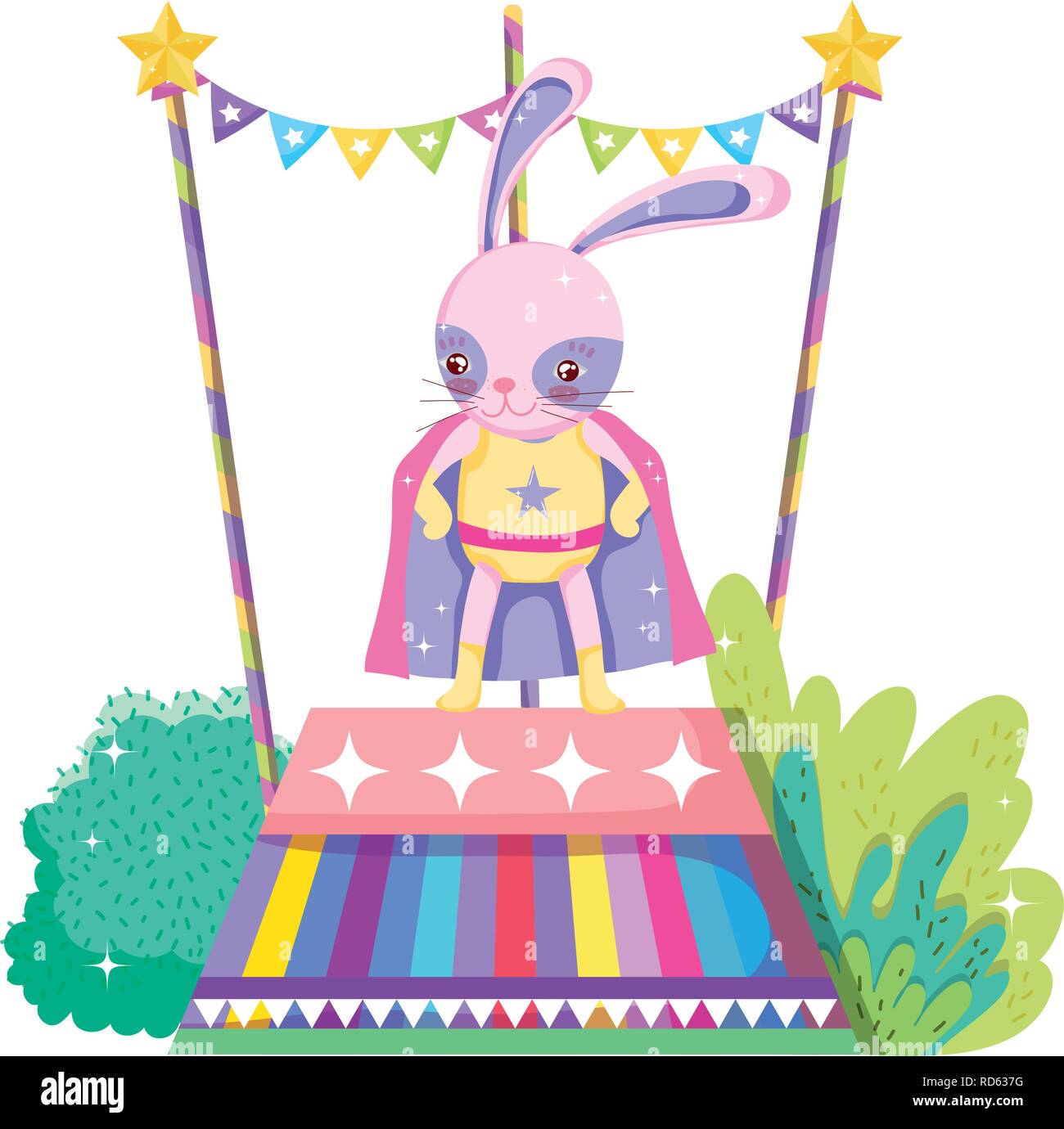 cute circus rabbit with layer in stage Stock Vector Image & Art - Alamy
