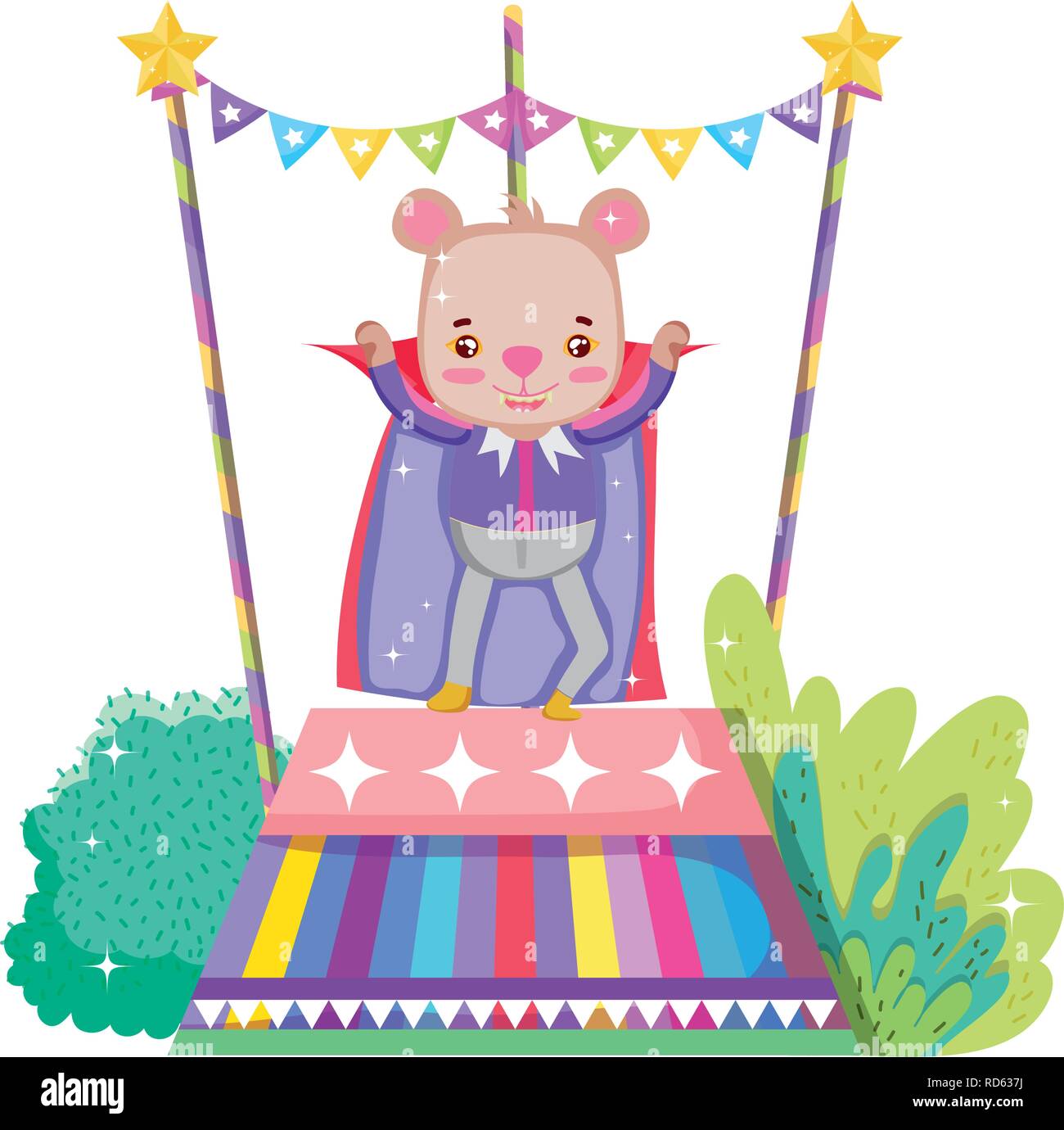 cute circus bear with layer in stage Stock Vector Image & Art - Alamy
