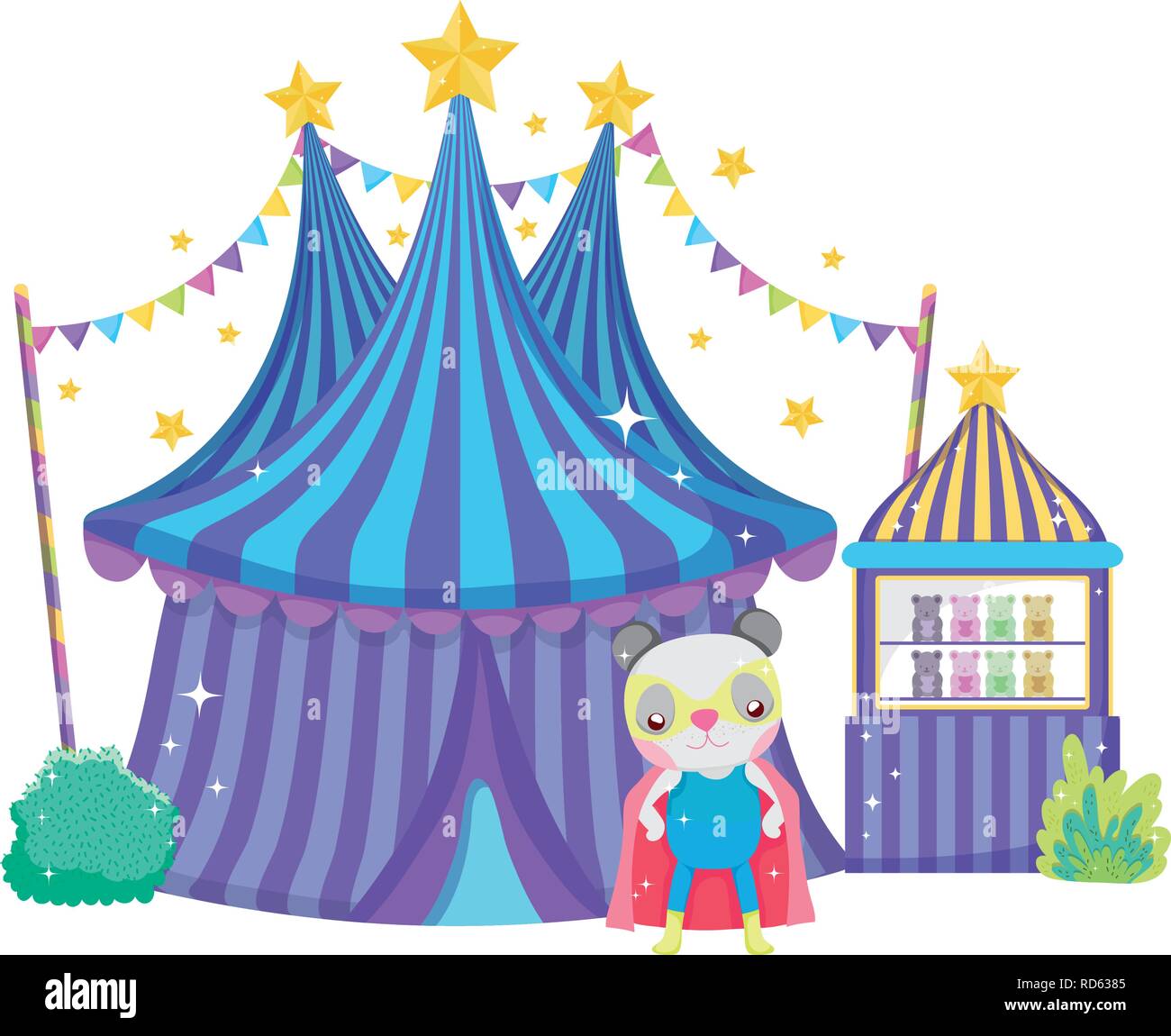 cute circus cat with layer and tent Stock Vector Image & Art - Alamy