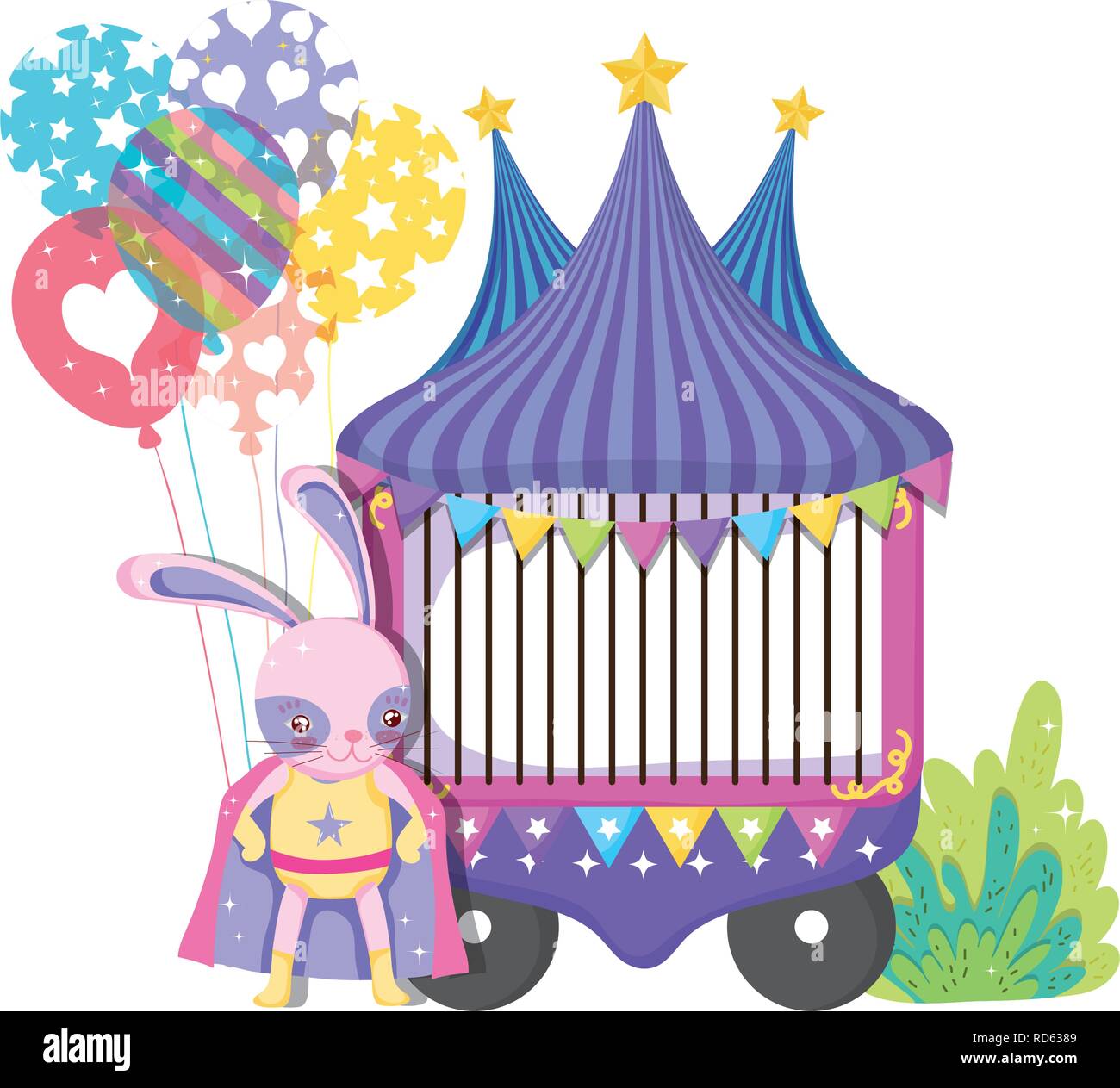 cute circus rabbit with layer and kiosk Stock Vector Image & Art - Alamy