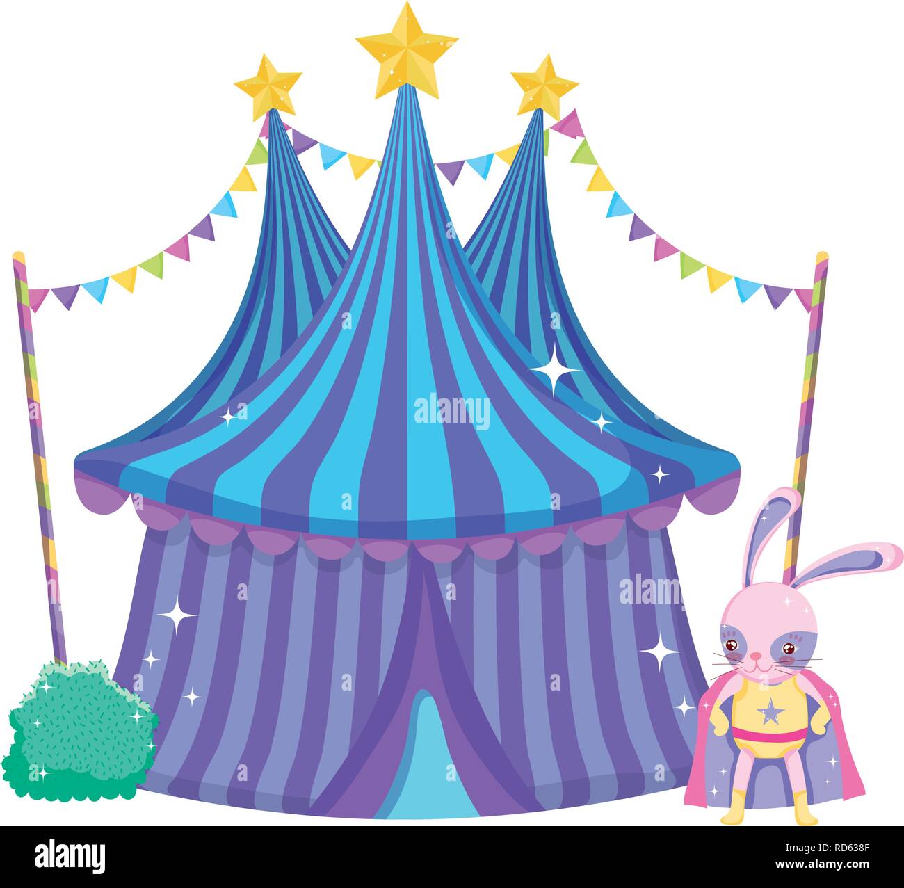 cute circus rabbit with layer and tent Stock Vector Image & Art - Alamy