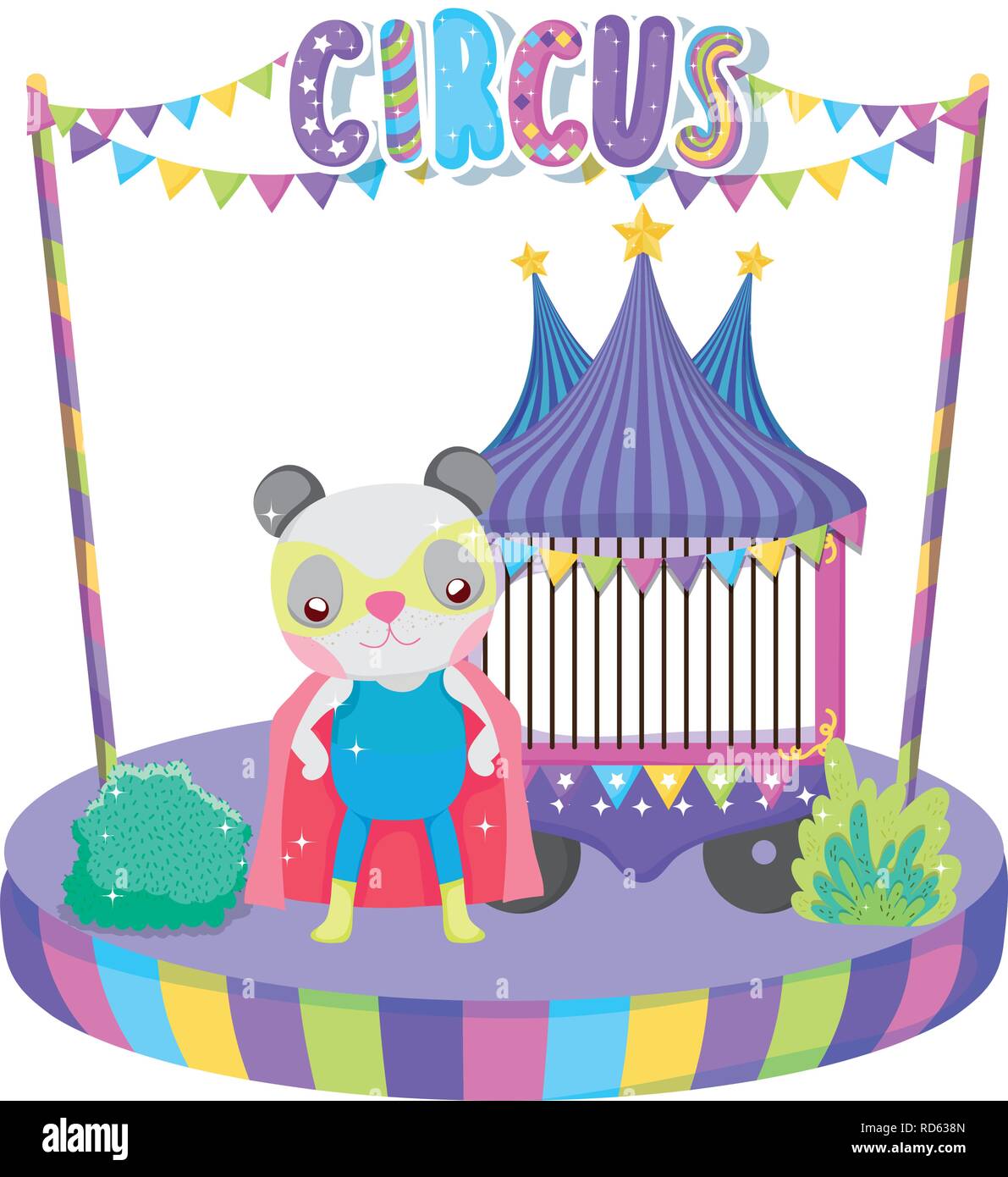 cute circus cat with layer and tent Stock Vector Image & Art - Alamy