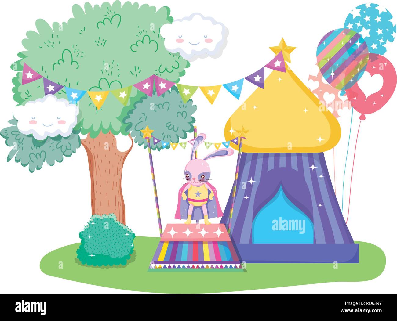 cute circus rabbit with layer in stage Stock Vector Image & Art - Alamy