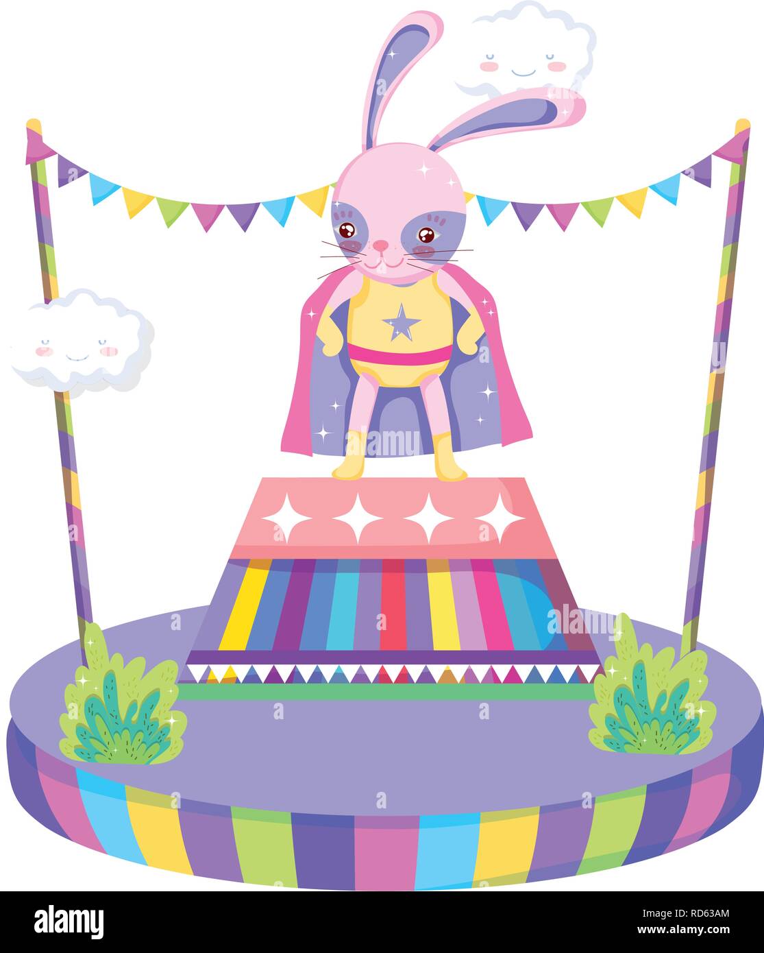 cute circus rabbit with layer in stage Stock Vector Image & Art - Alamy