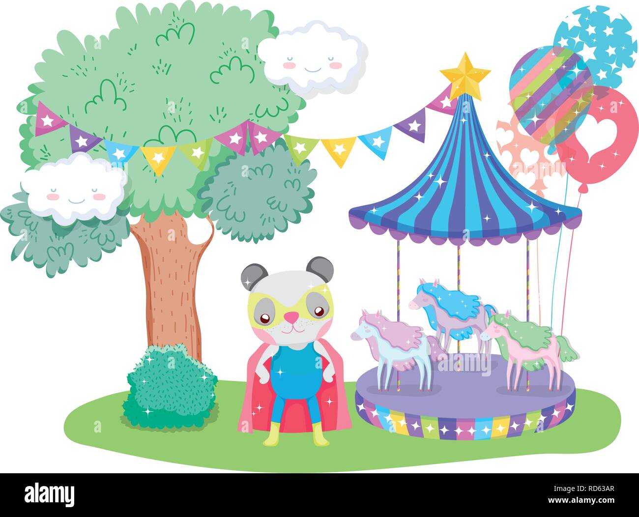cute circus cat with layer and balloons helium Stock Vector Image & Art ...