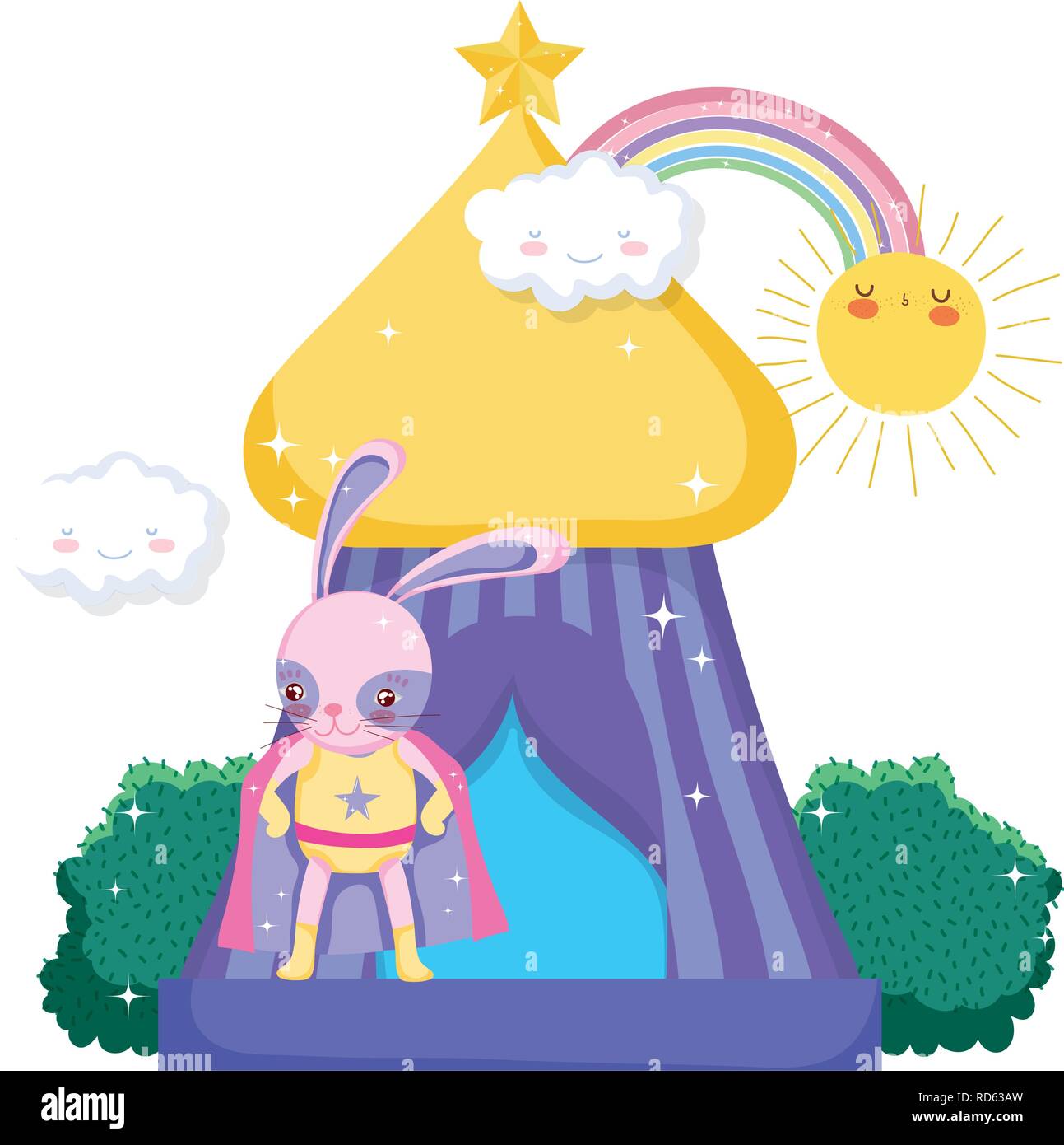 cute circus rabbit with layer and tent Stock Vector Image & Art - Alamy