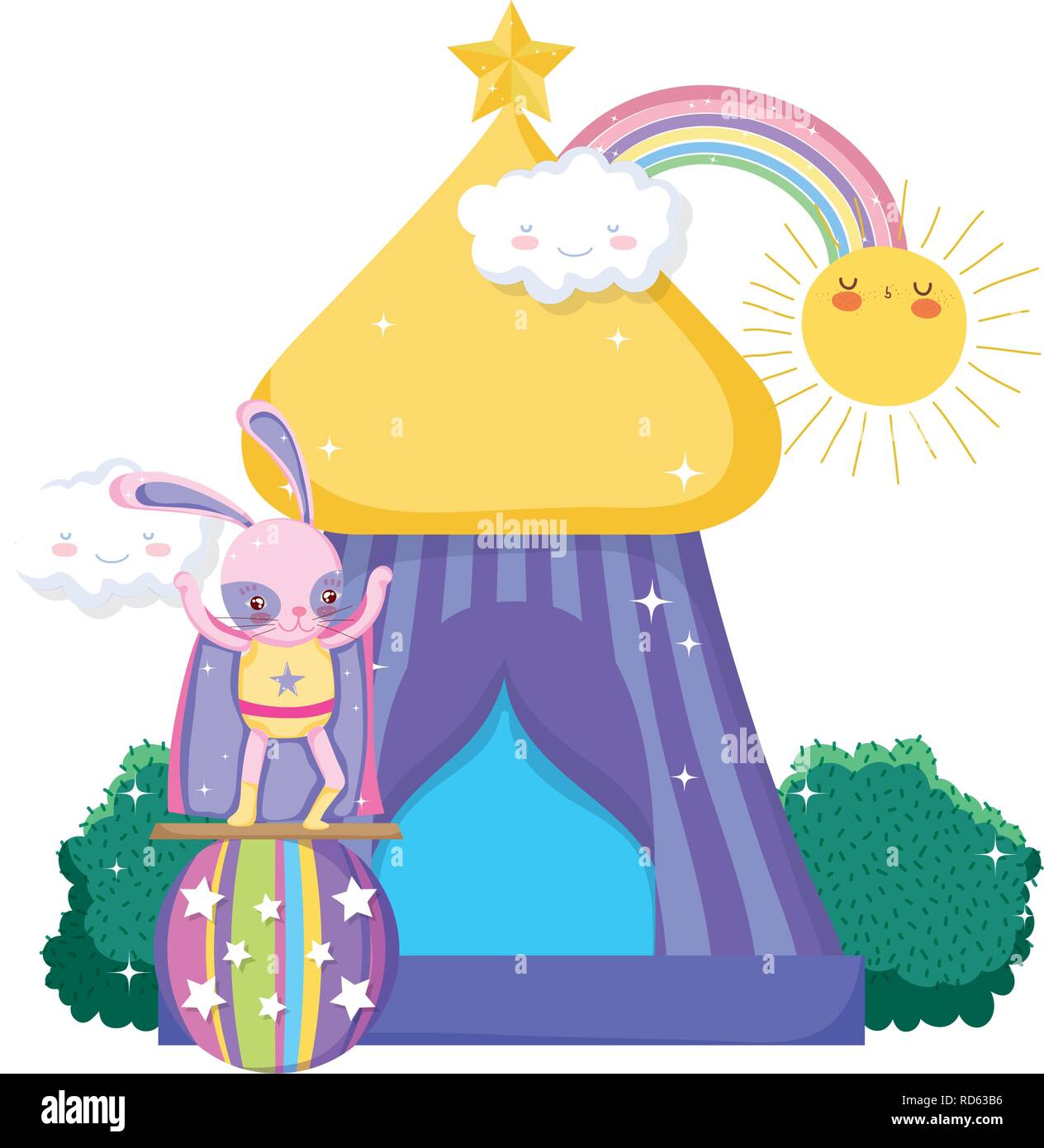 cute circus rabbit with layer and tent Stock Vector Image & Art - Alamy