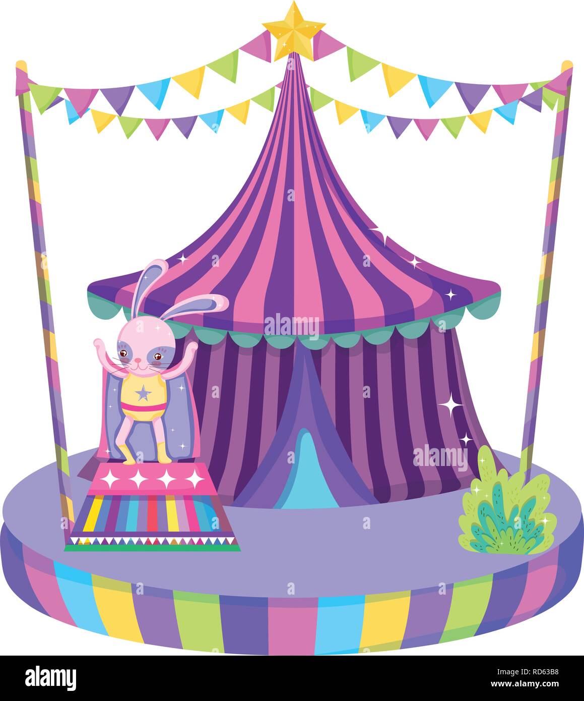 cute circus rabbit with layer in stage Stock Vector Image & Art - Alamy