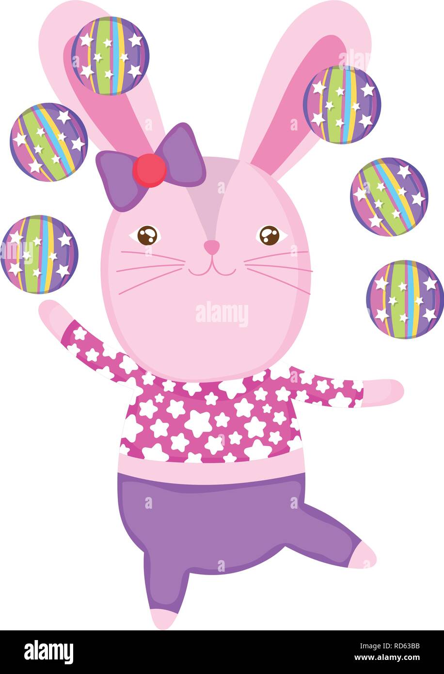 cute circus rabbit juggling balls Stock Vector Image & Art - Alamy