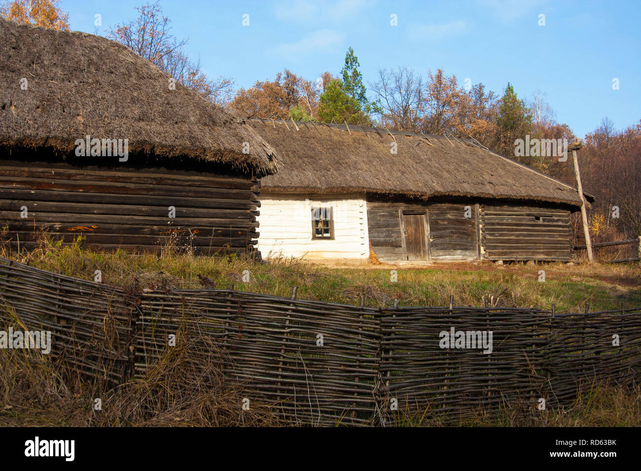 Kyiv, Ukraine - November 8, 2014: Old wooden traditional house in the ...