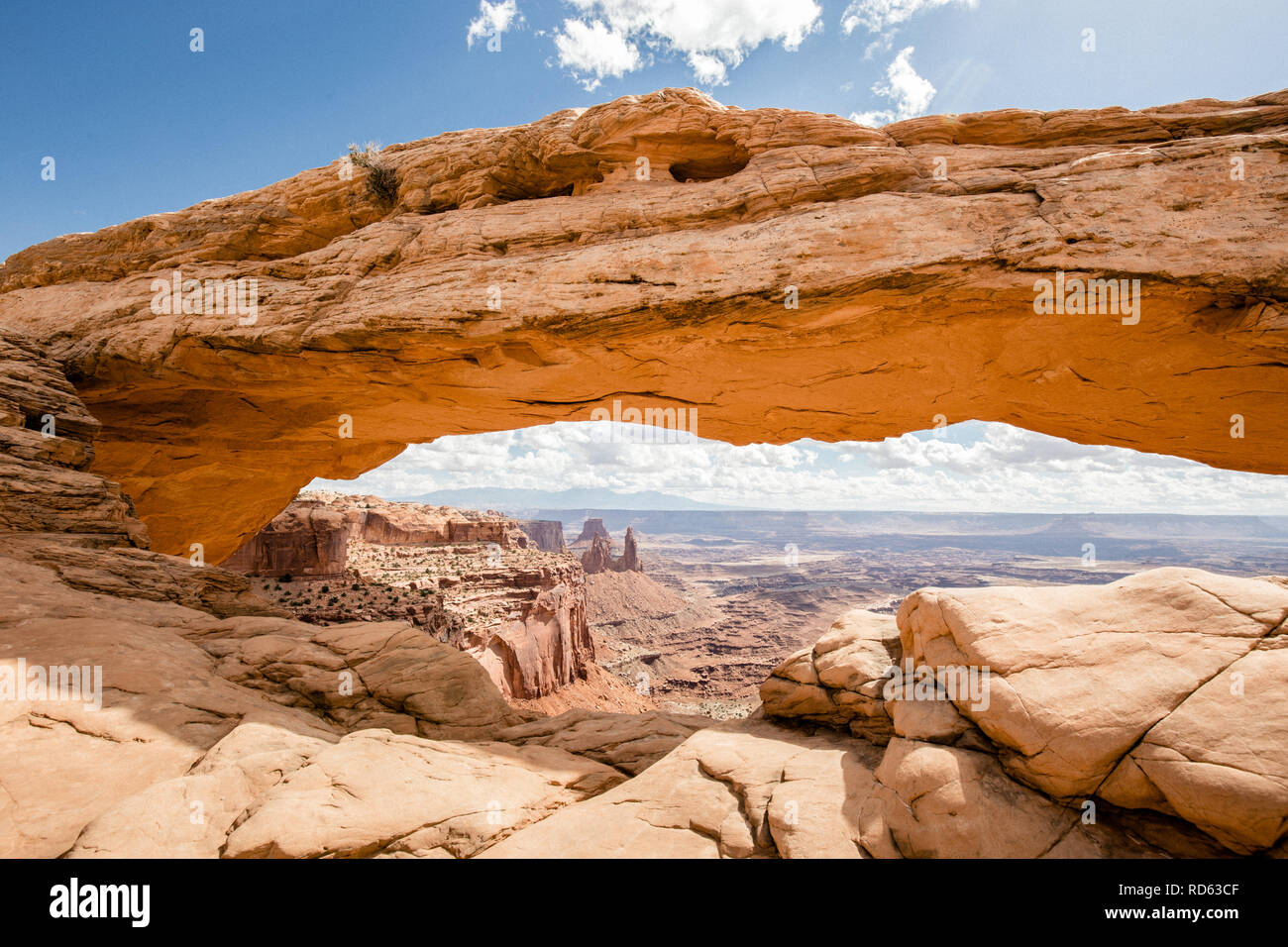 Classic view of famous Mesa Arch, symbol of the American Southwest ...