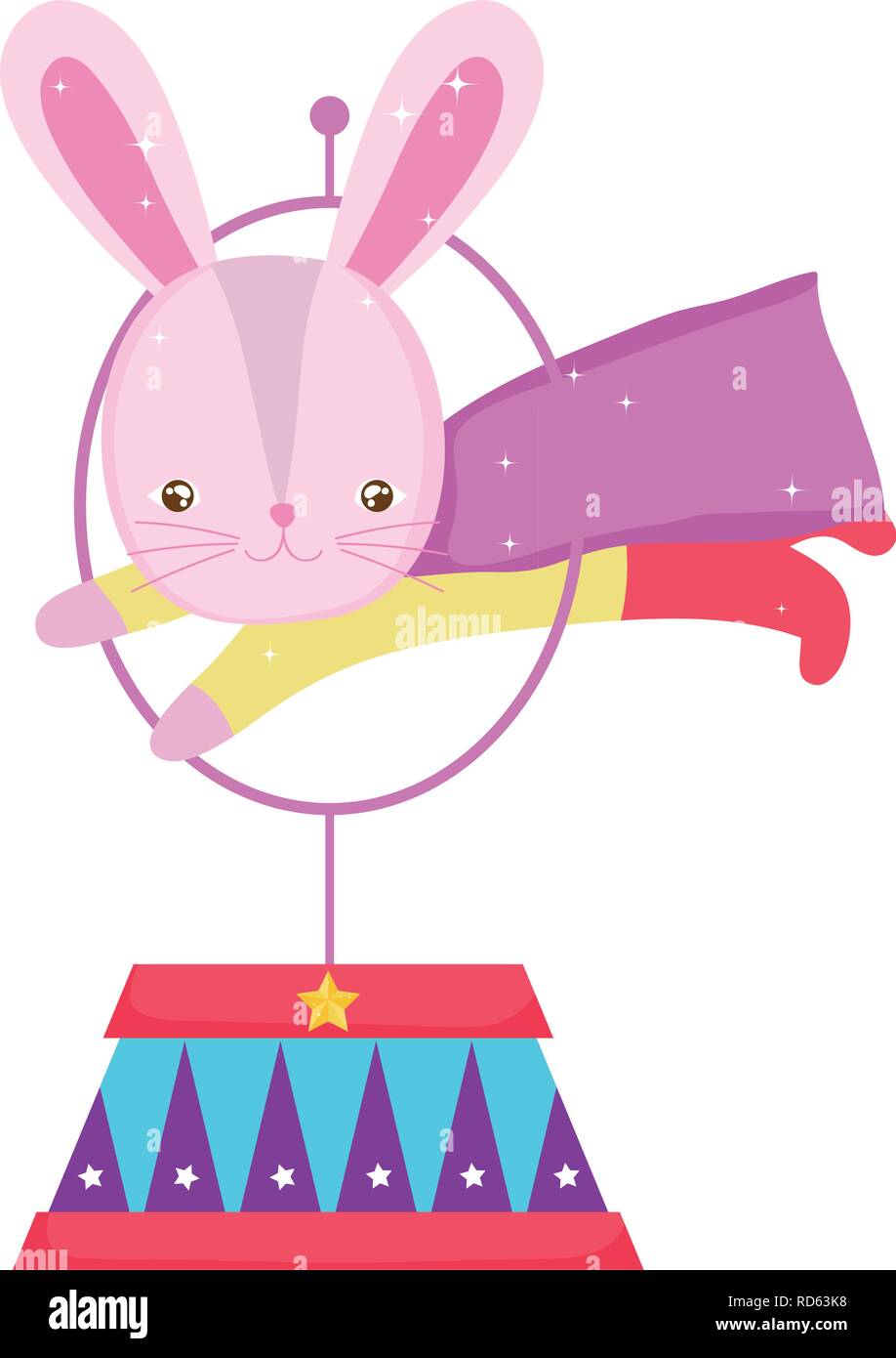 cute circus rabbit jumping fire ring Stock Vector Image & Art - Alamy