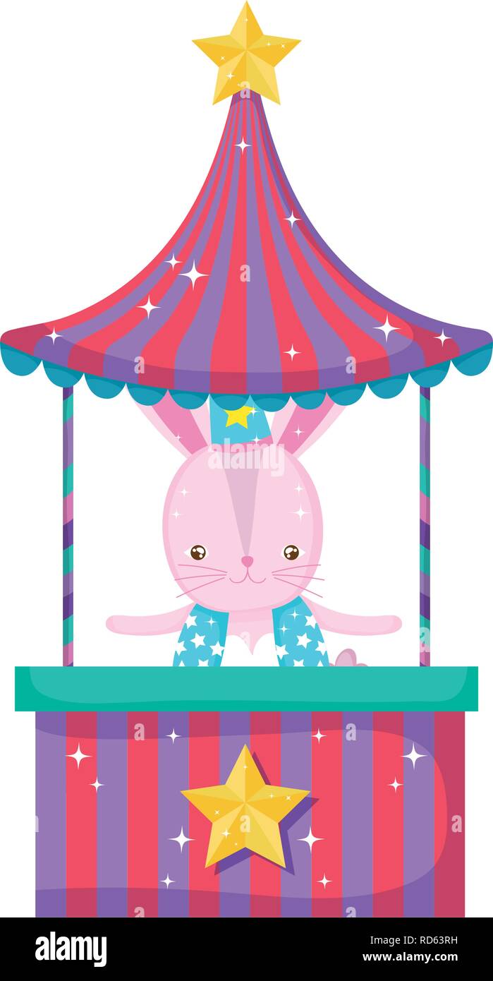 cute circus rabbit with layer and kiosk Stock Vector Image & Art - Alamy