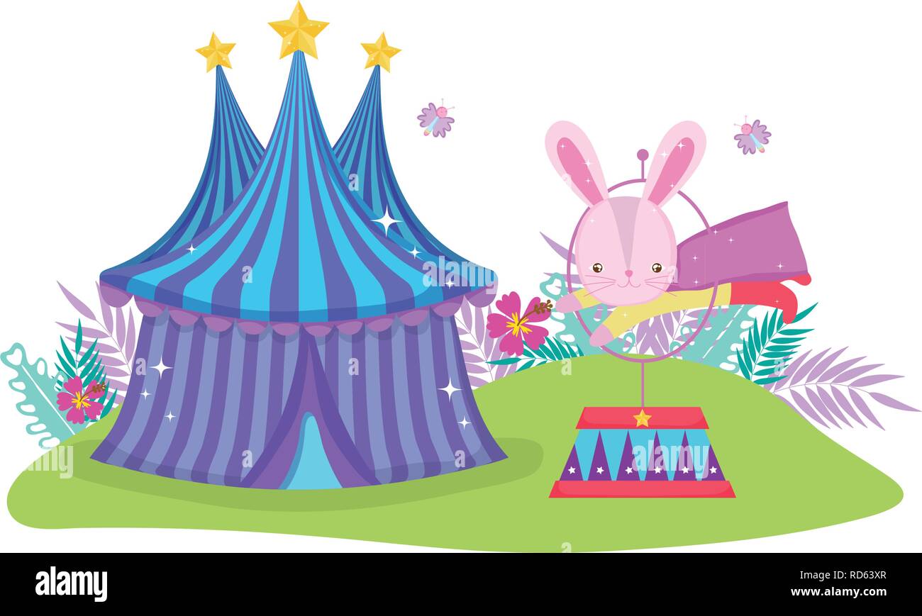 cute circus rabbit jumping fire ring Stock Vector Image & Art - Alamy