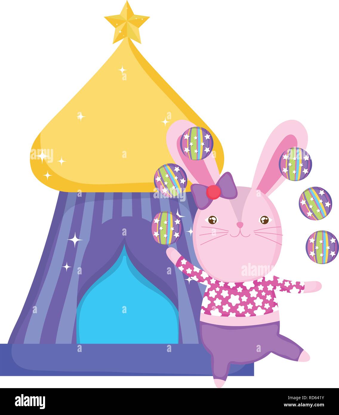 cute circus rabbit with layer and tent Stock Vector Image & Art - Alamy