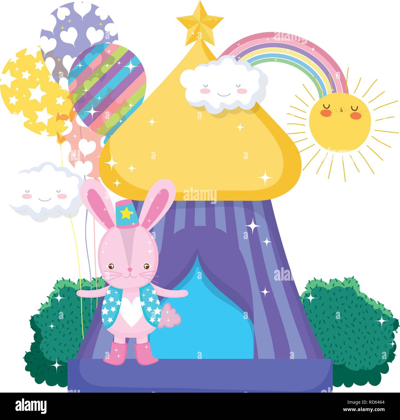 cute circus rabbit with layer and tent Stock Vector Image & Art - Alamy