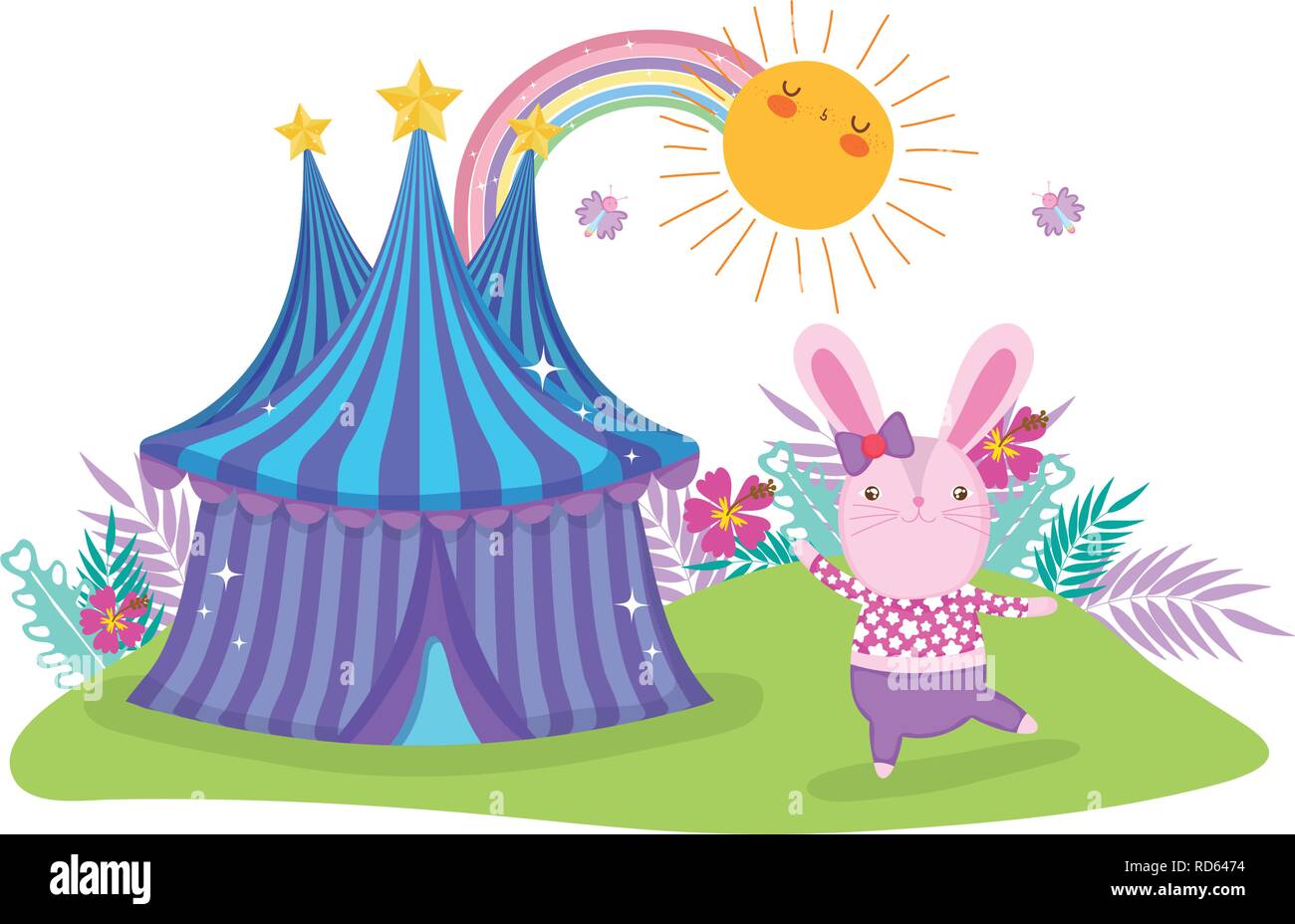 cute circus rabbit with layer and tent Stock Vector Image & Art - Alamy