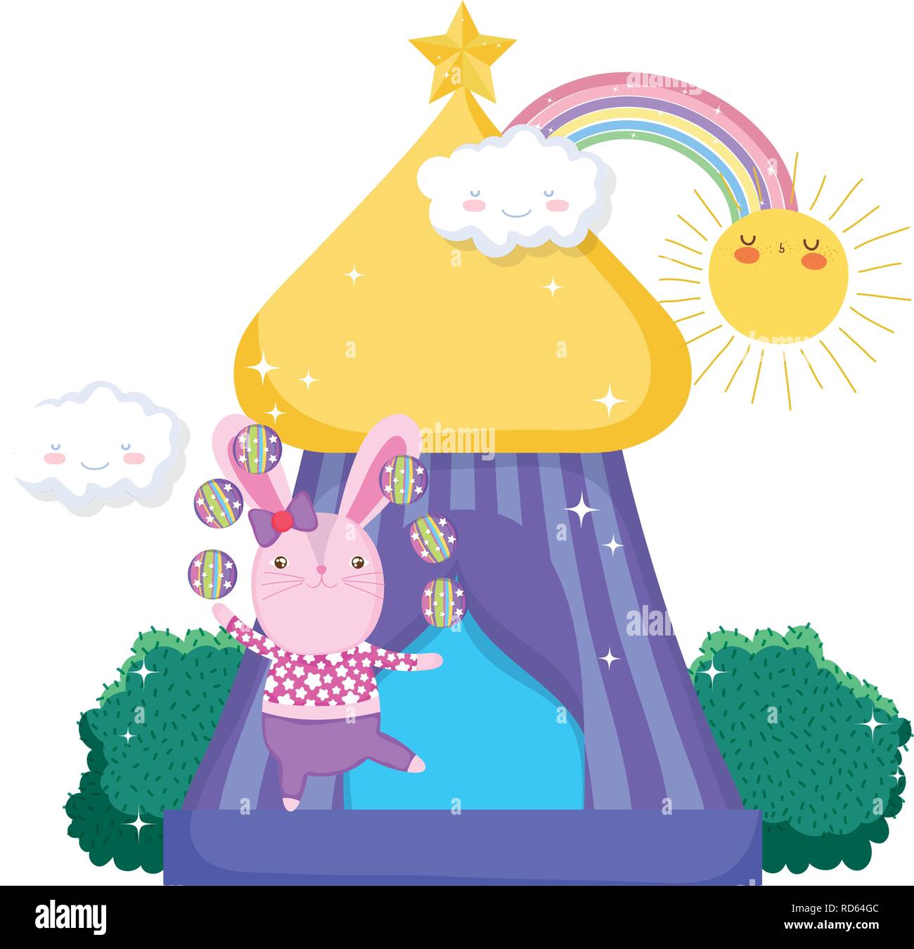 cute circus rabbit with layer and tent Stock Vector Image & Art - Alamy