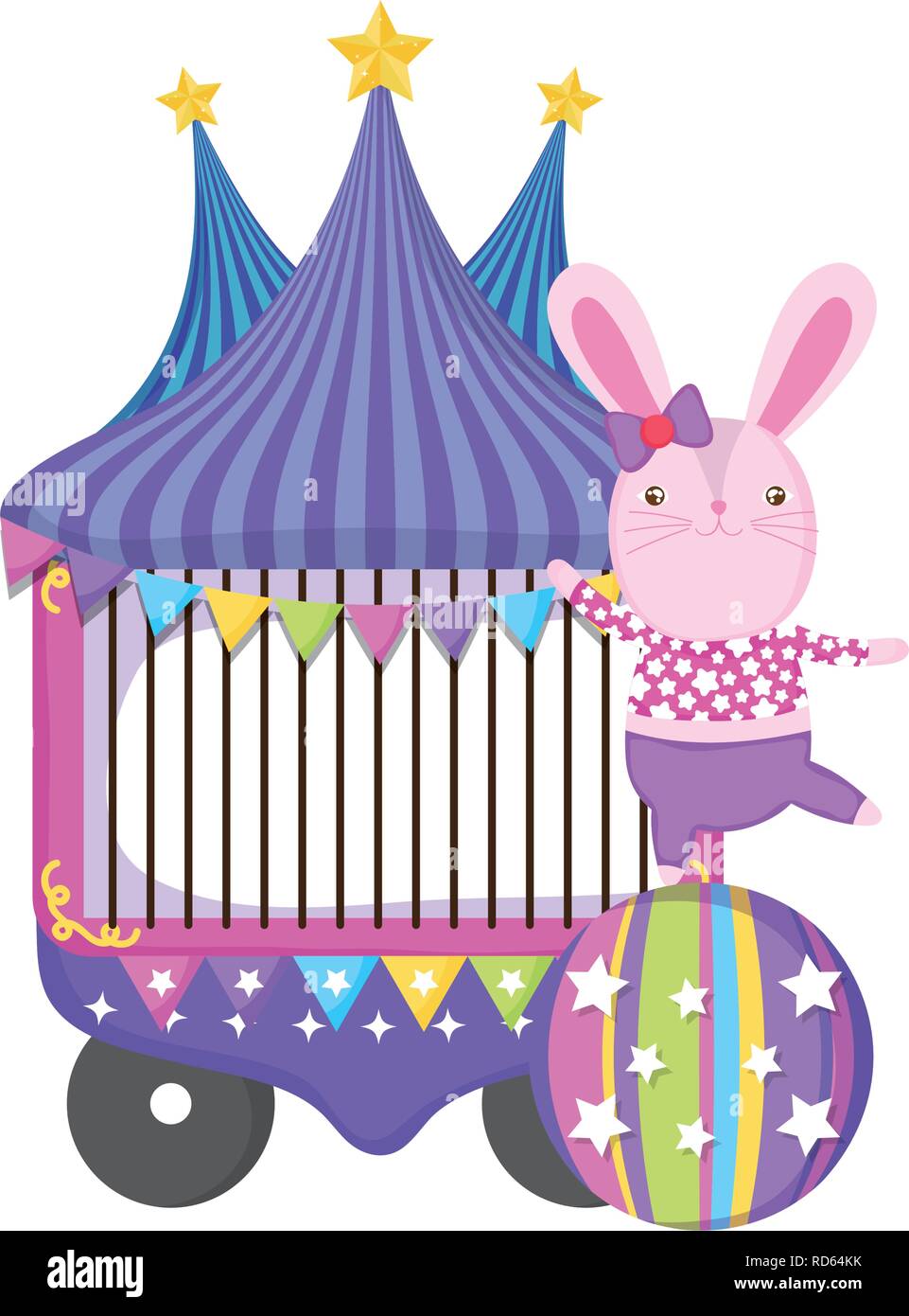 cute circus rabbit with layer and kiosk Stock Vector Image & Art - Alamy