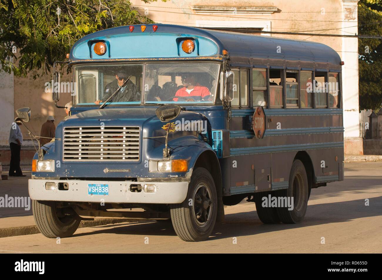Vintage bus, Remedios, Santa Clara Province, Cuba, Central America ...