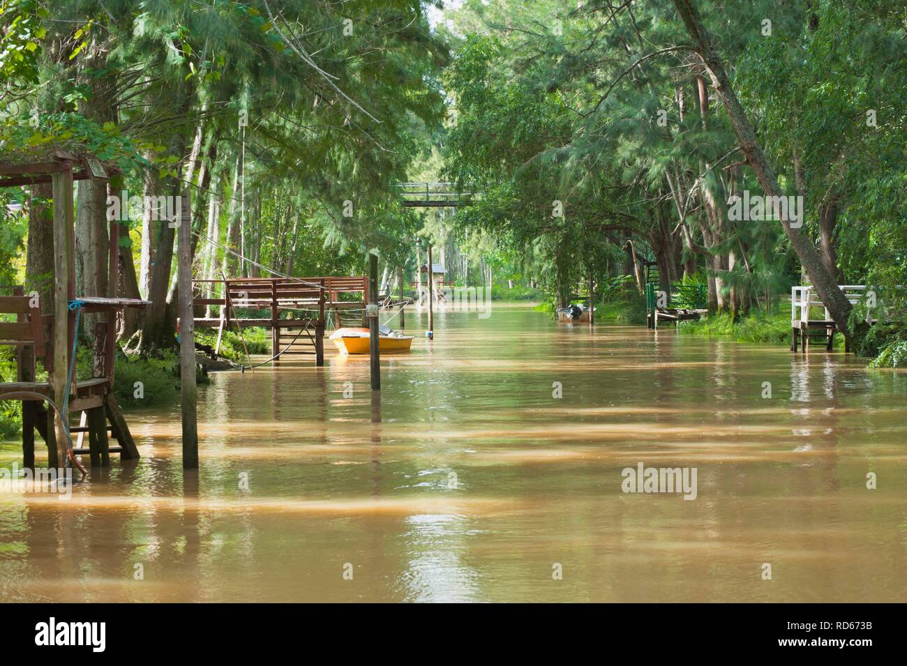 Canal, Parana delta, Tigre, Buenos Aires, Argentina, South America ...
