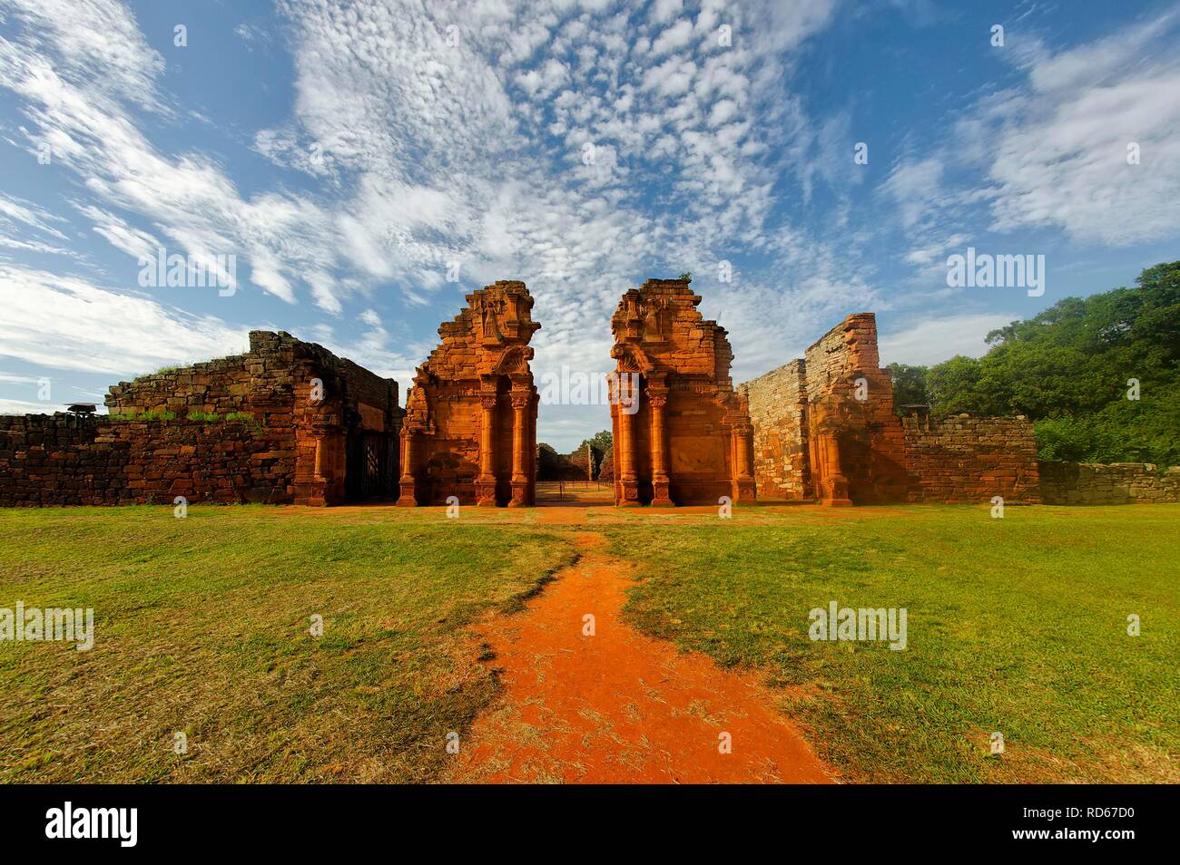 Ruins of the Jesuit mission at San Ignacio mini, church gate, Misiones ...