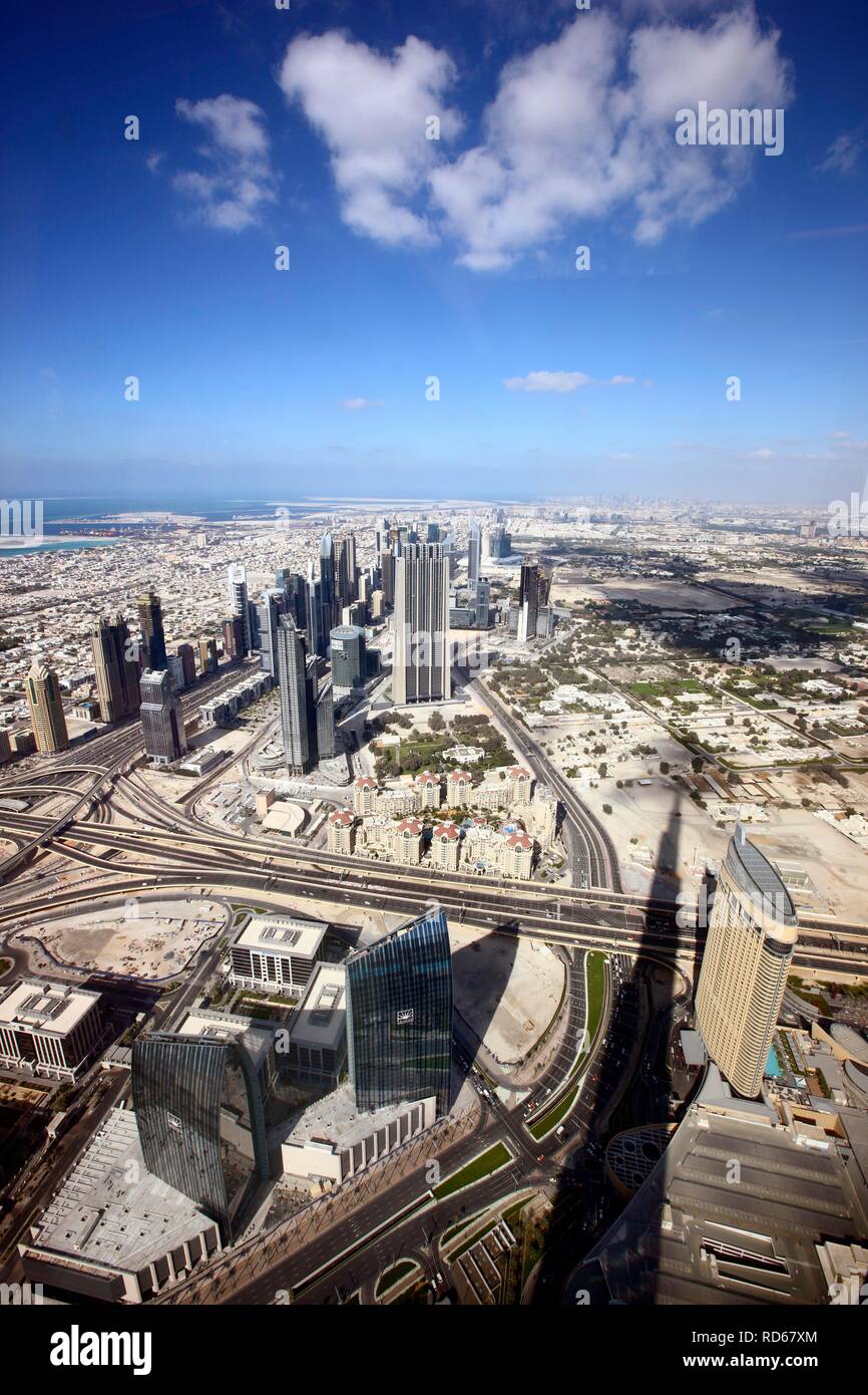 Skyscrapers on Sheikh Zayed Road, main artery and one of the centers in ...
