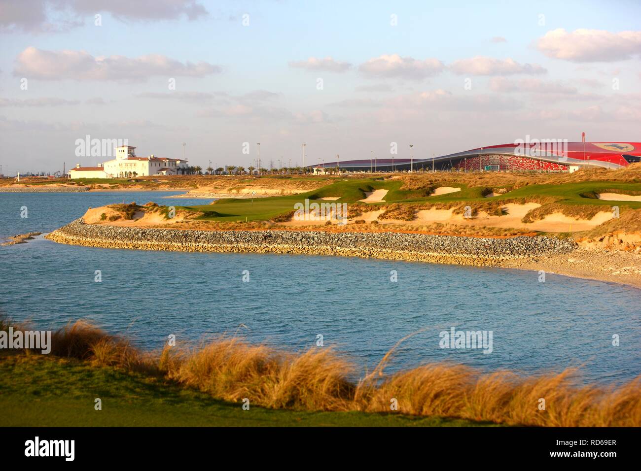 Golf course Yas-Links on Yas Island, a typical 18-hole links course ...