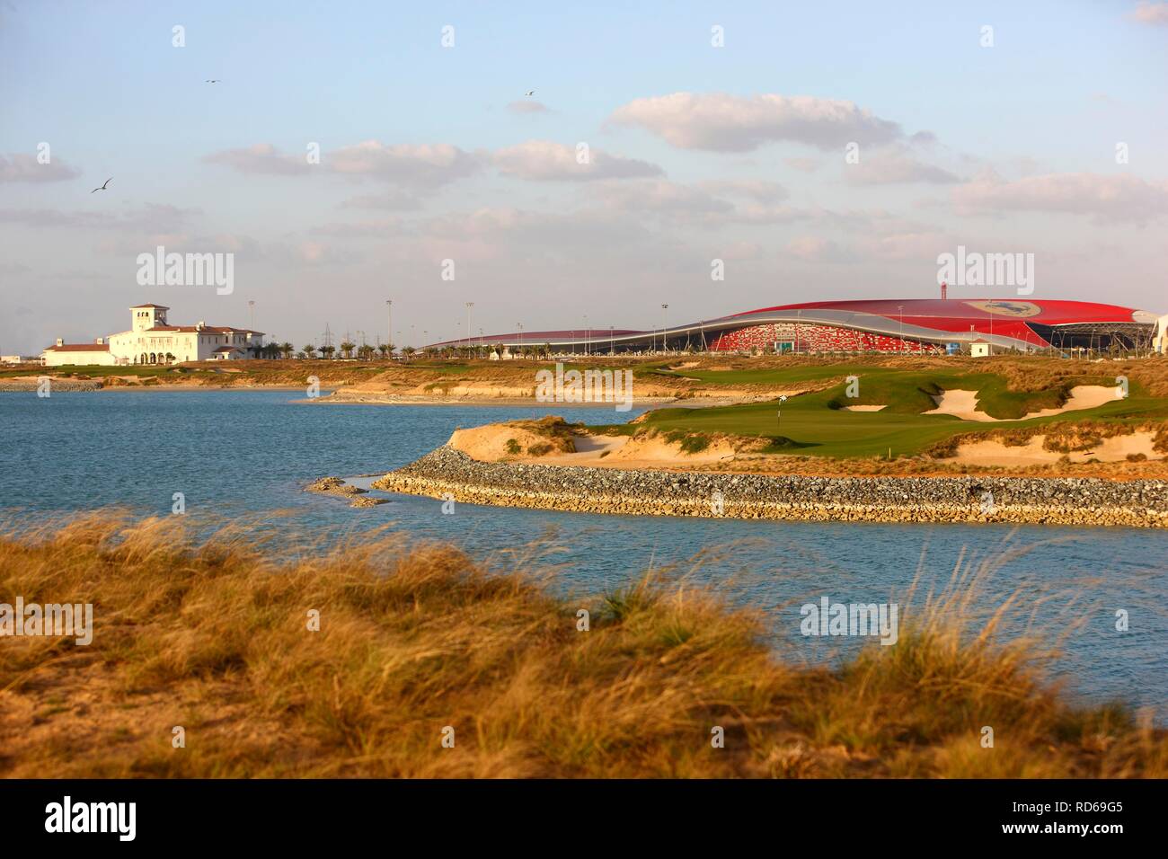 Yas-Links golf course, Yas Island, typical 18-hole links course next to ...