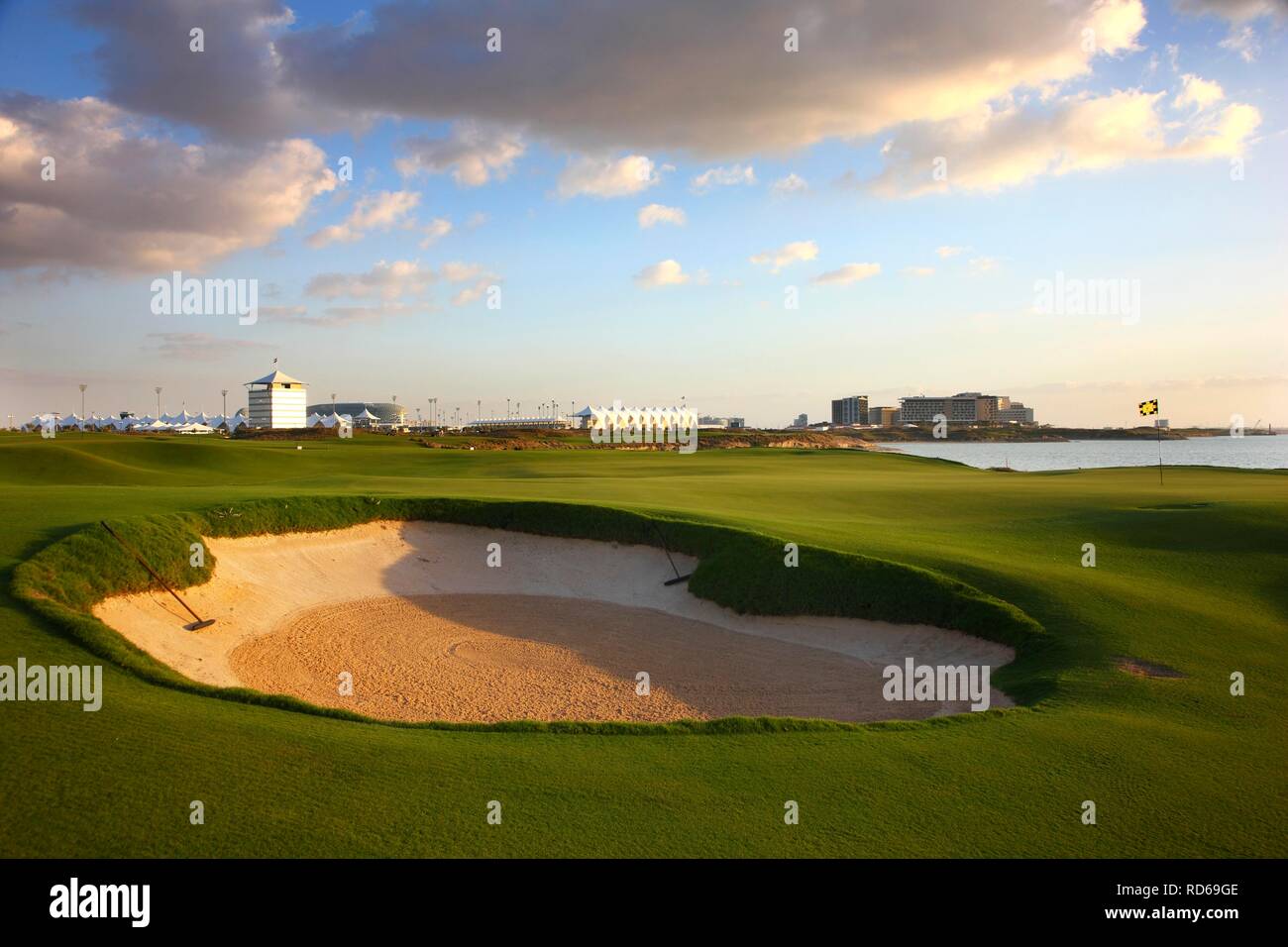 Yas-Links golf course, Yas Island, typical 18-hole links course next to ...