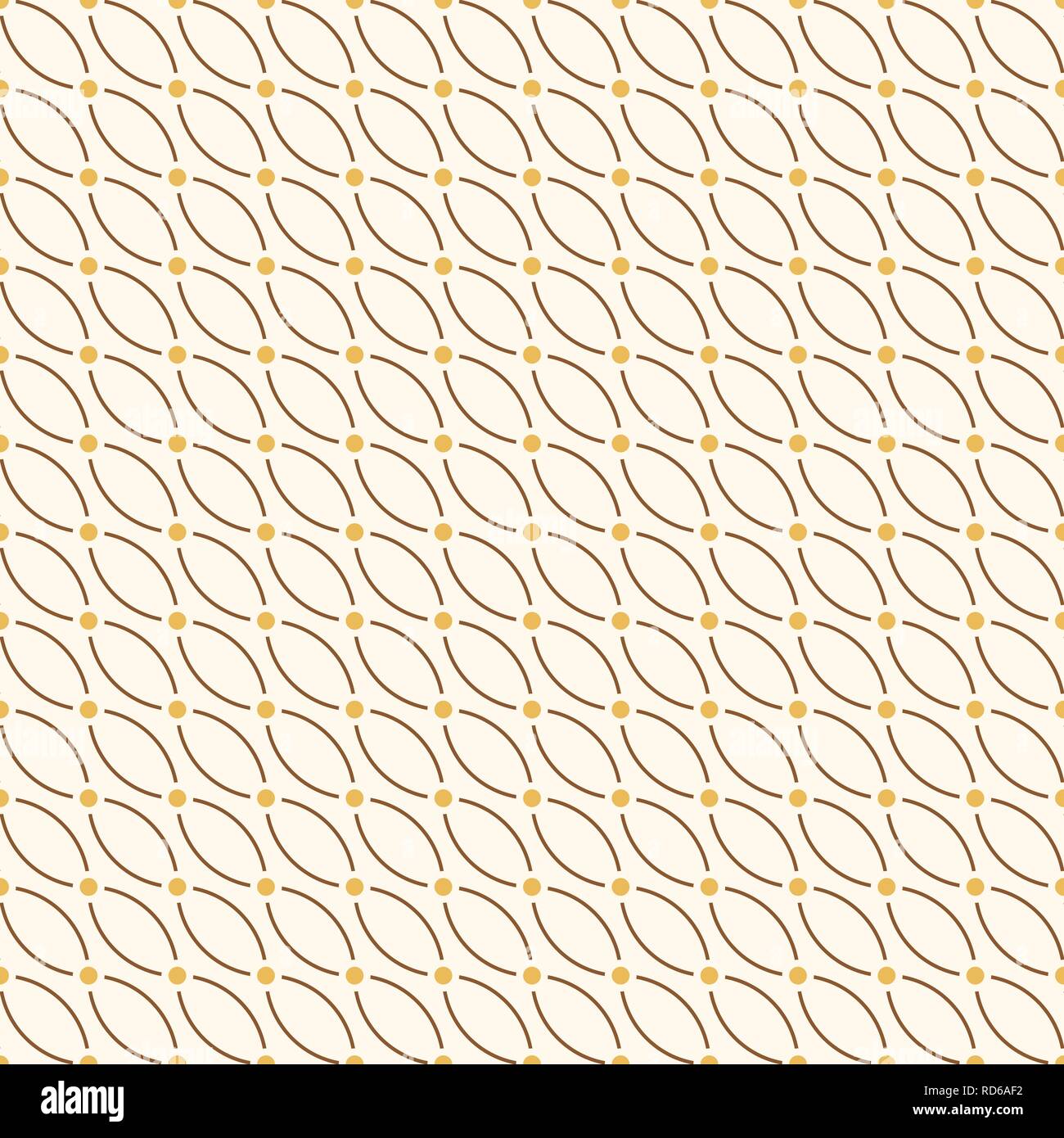 Vector Seamless Minimalistic Pattern Of Curved Lines With Dots In Nodes Modern Stylish Texture