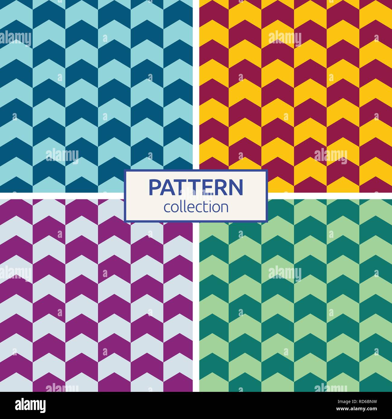 Set of four seamless patterns of color figures. Colorful arrows pattern ...