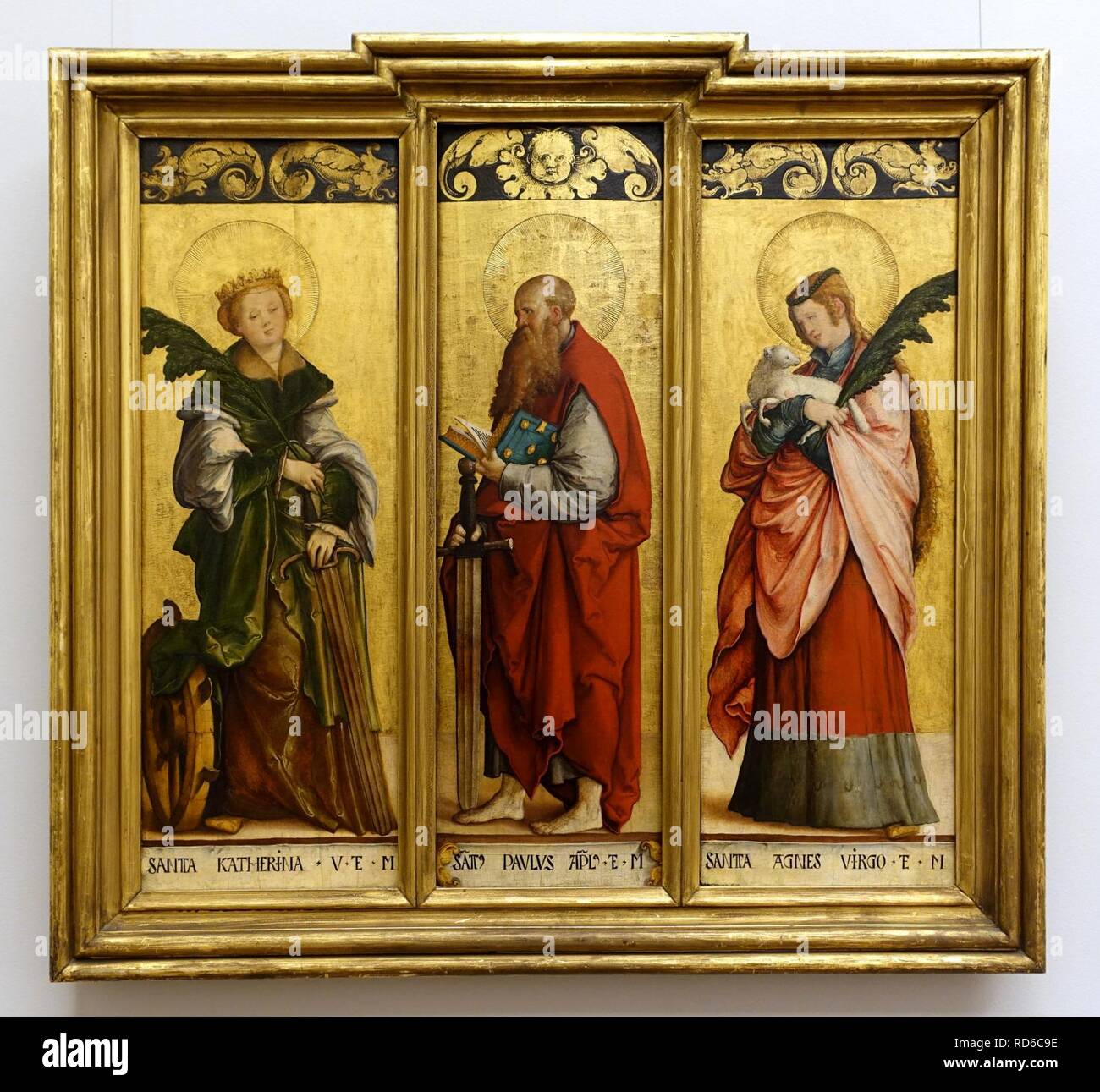 Altarpiece wings, St. Catherine, St. Agnes, and St. Paul, by the Meister von Messkirch, c. 1520 ...