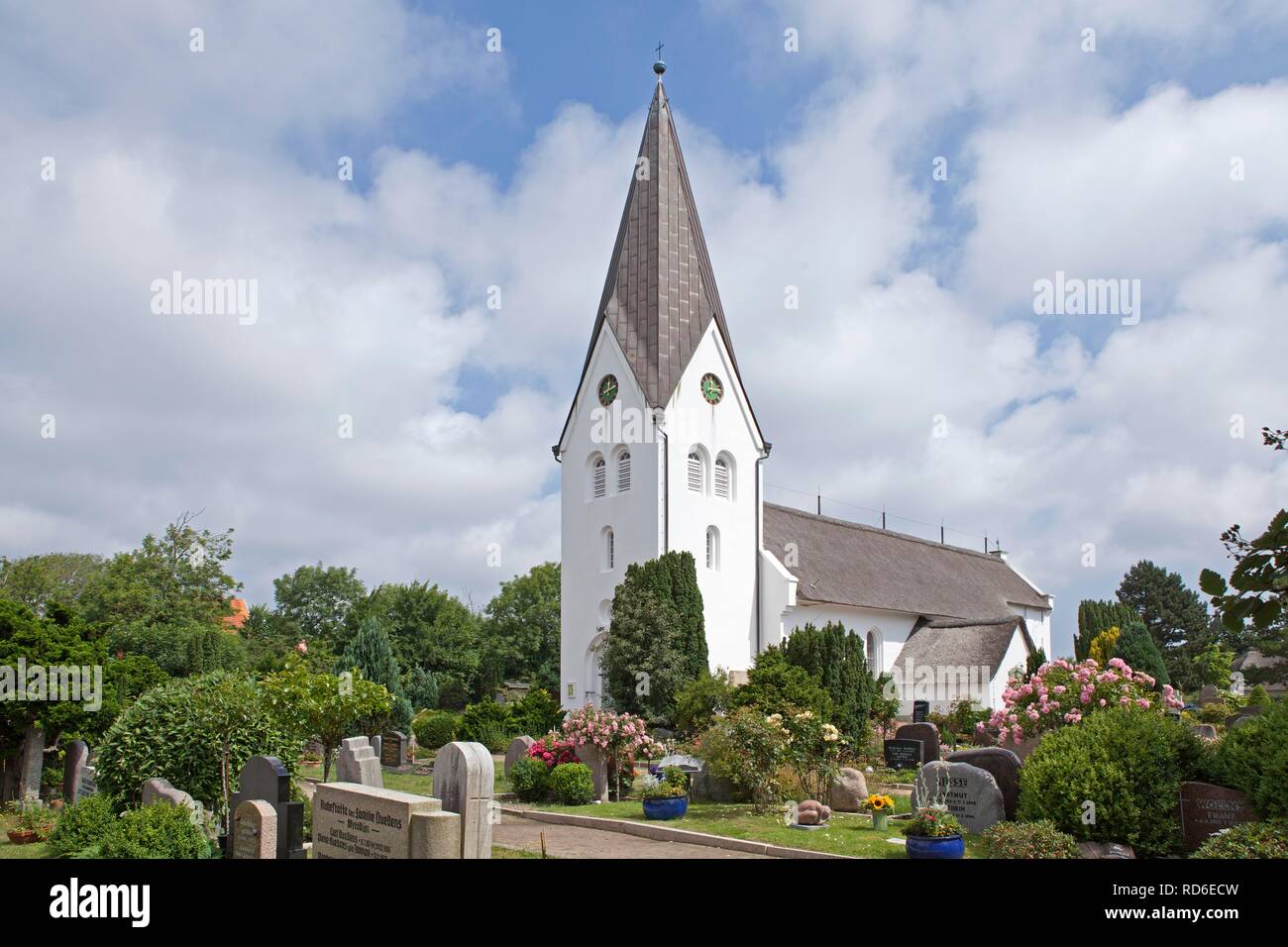 Church, village of Nebel, Amrum Island, North Friesland, Schleswig ...