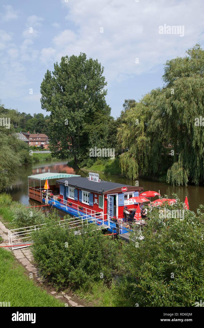 House boat café, Jeetzel, Hitzacker, Lower Saxony, PublicGround Stock ...