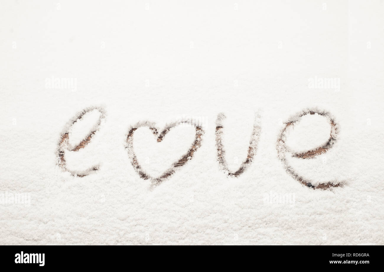 heart in snow background white texture Stock Photo - Alamy