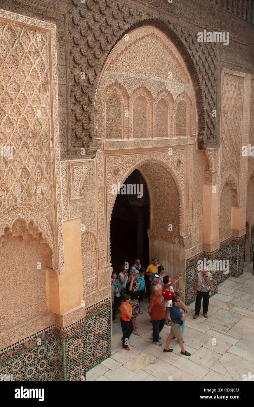 Gen view of Ben Youssef Madrasa Islamic School, Marrakech, Morocco Stock Photo - Alamy