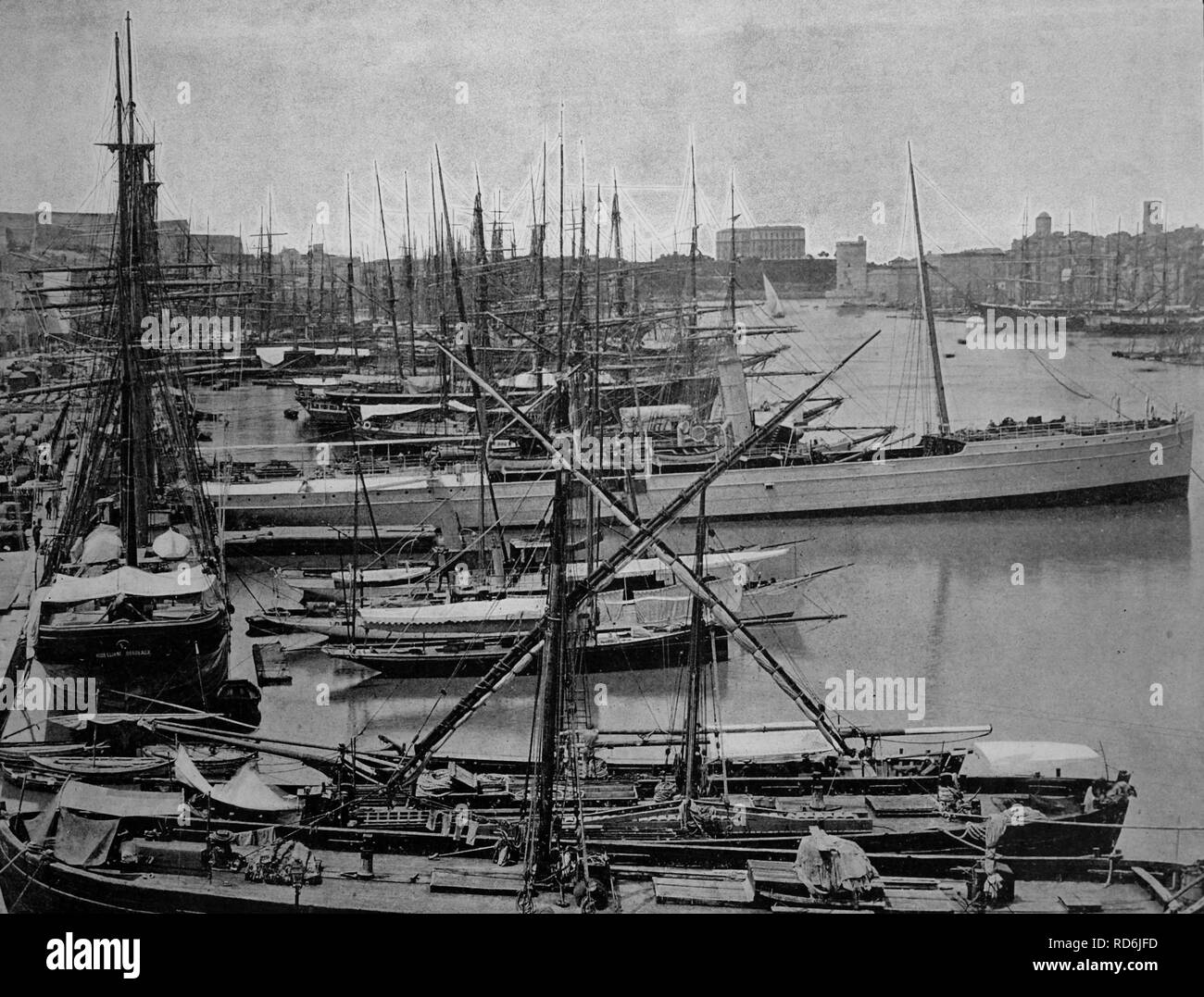 Marseille old port view Black and White Stock Photos & Images - Alamy