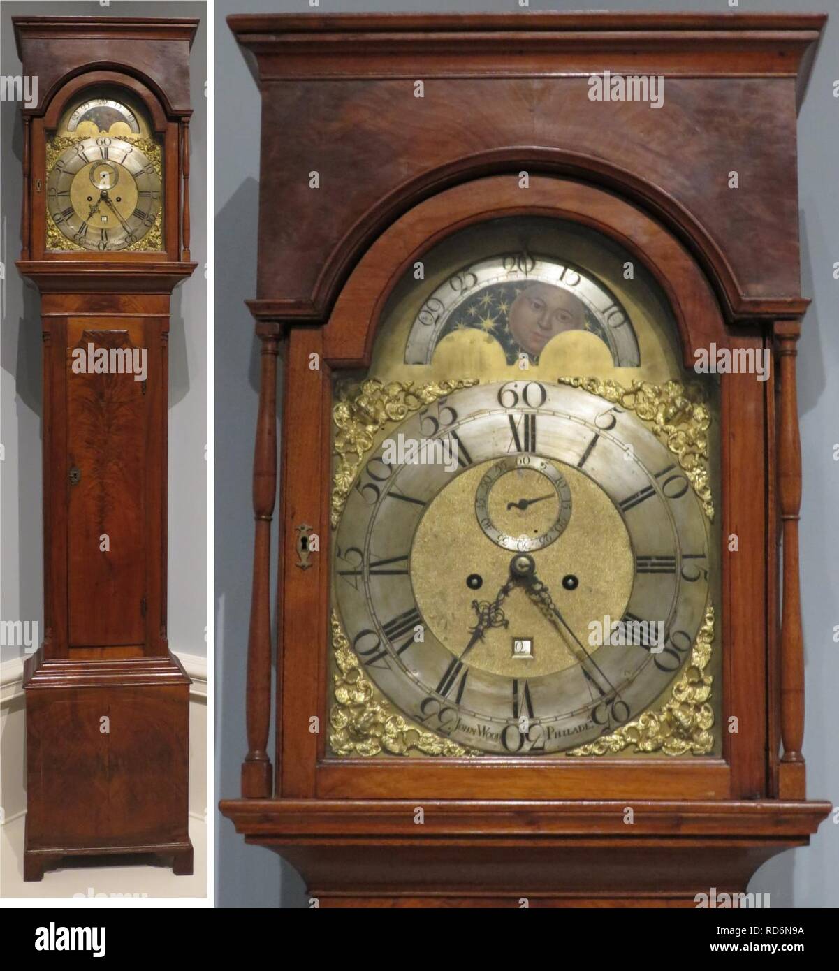 American tall clock made by John Wood, Jr., c. 1760-93, wood, walnut ...