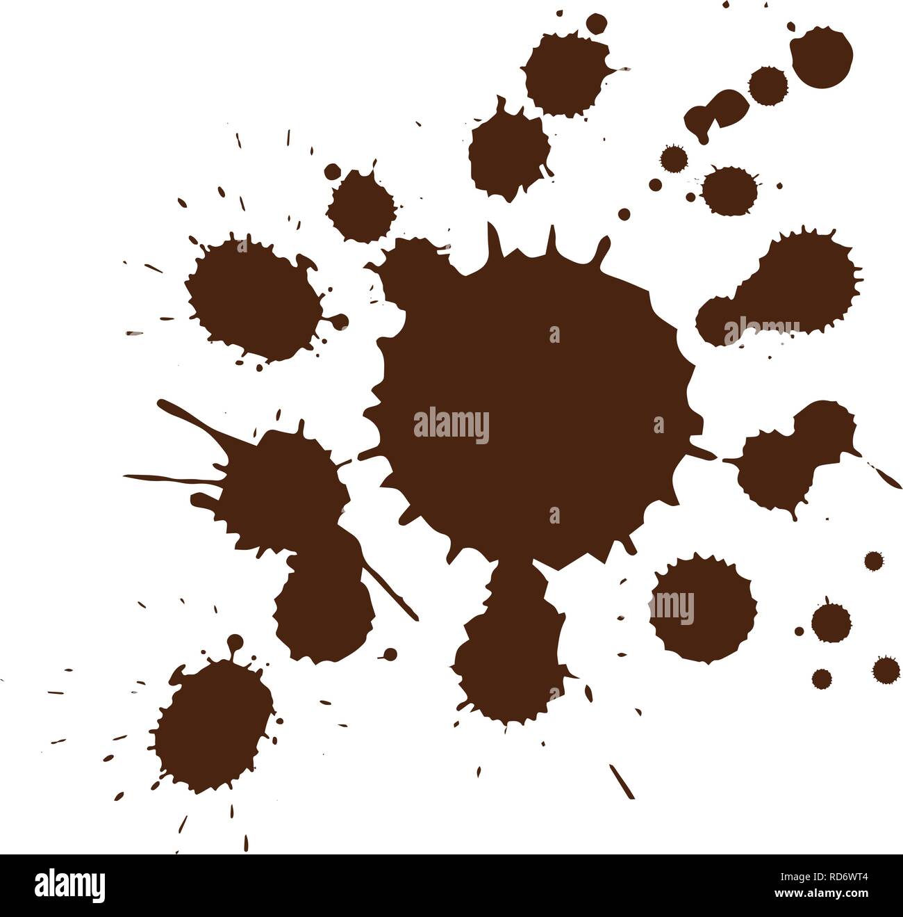 Vector illustration of brown coffee drop stains isolated on white ...